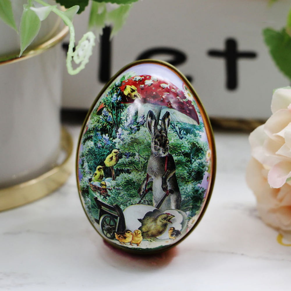 Jlong Easter Cookie Tins Eggshell Style Tin Box for Easter Candy ...