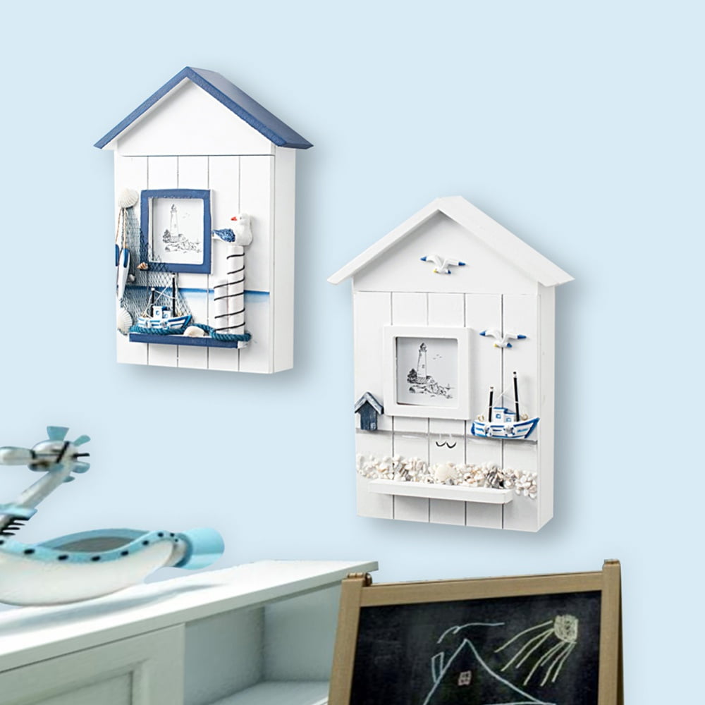 Jlong Mediterranean Style Wall Mounted Wooden Hanging Key Holder Storage Box Cabinet - Walmart.com