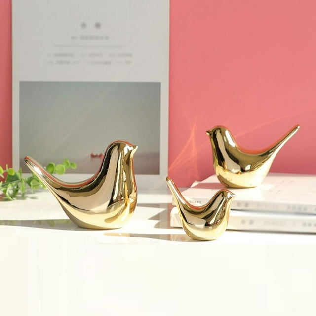 Jlong Small Birds Statues Gold Home Decor Modern Style Figurine ...