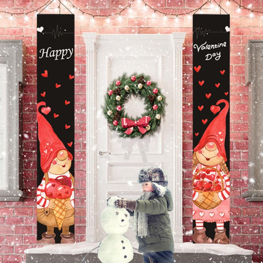 Jlong Valentine's Day Banners Happy Valentine Red Heart Front Door ...