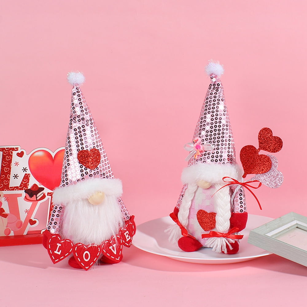 Jlong Valentine's Day Gnomes Plush Decor, 2 Pack Mrs. Handmade Tomte ...