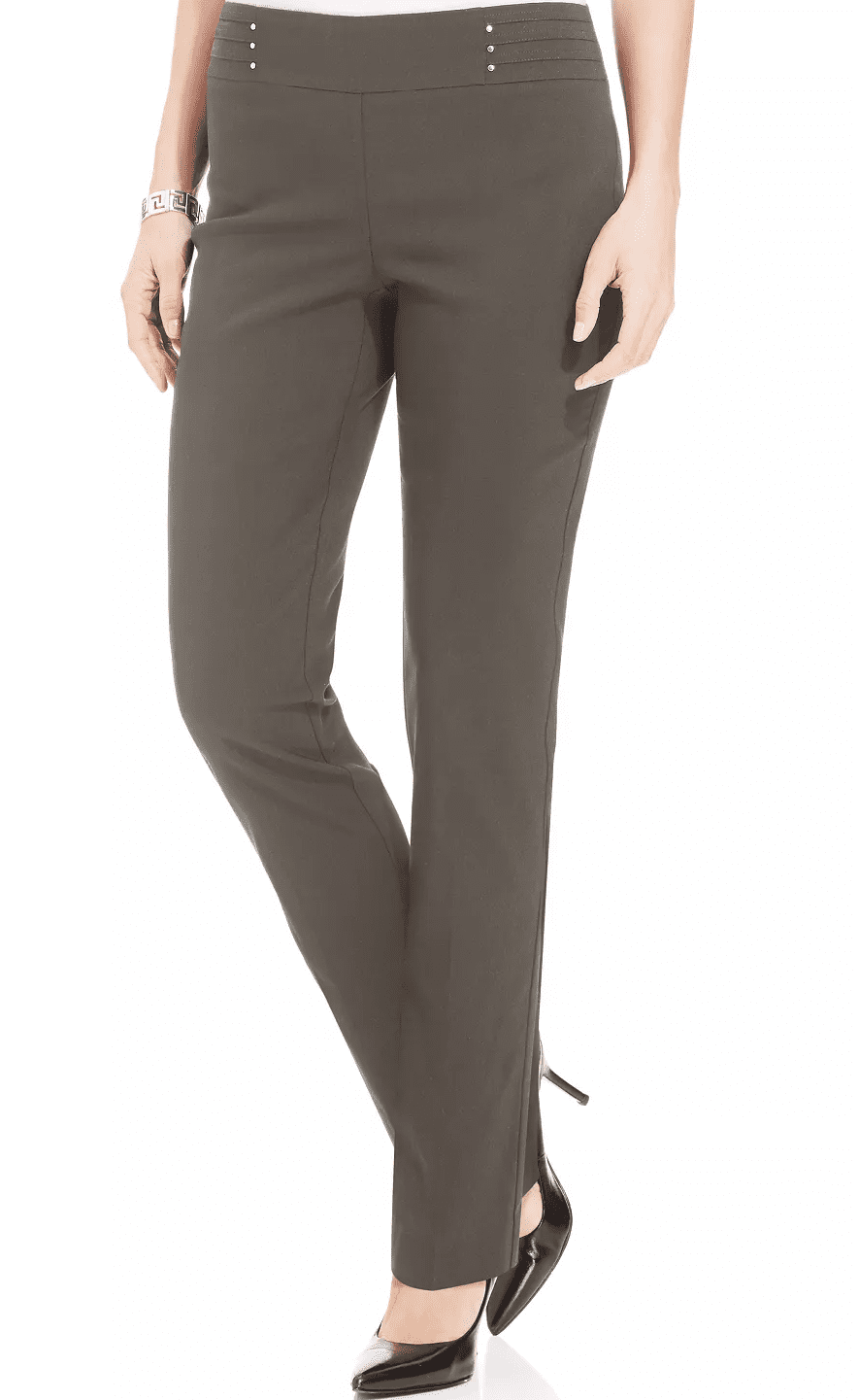 Jm Collection BROWN CLAY Women's Studded Tummy Control Pants, US X ...