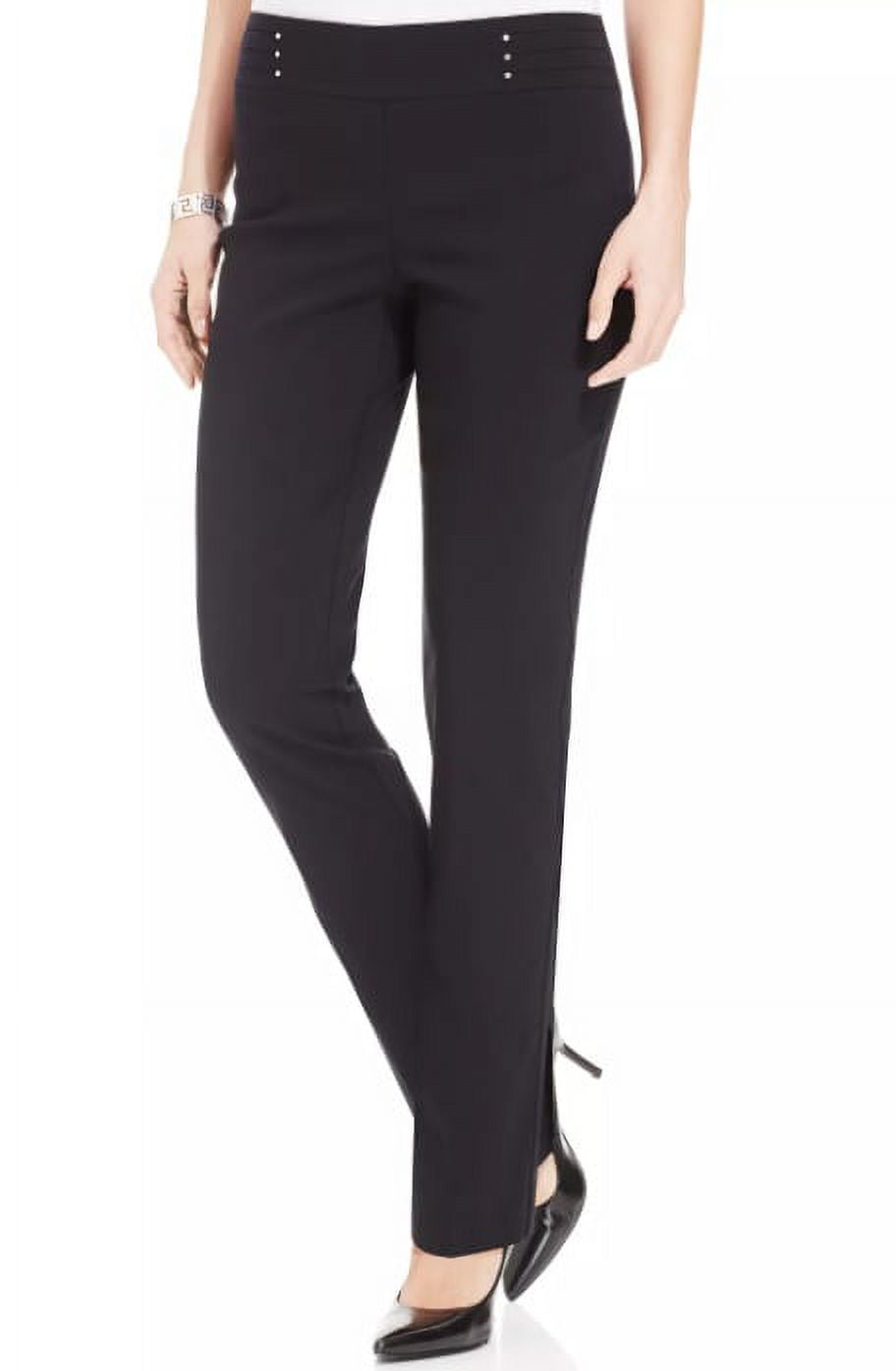 Jm Collection DEEP BLACK Women's Studded Pull-on Tummy Control Pants ...