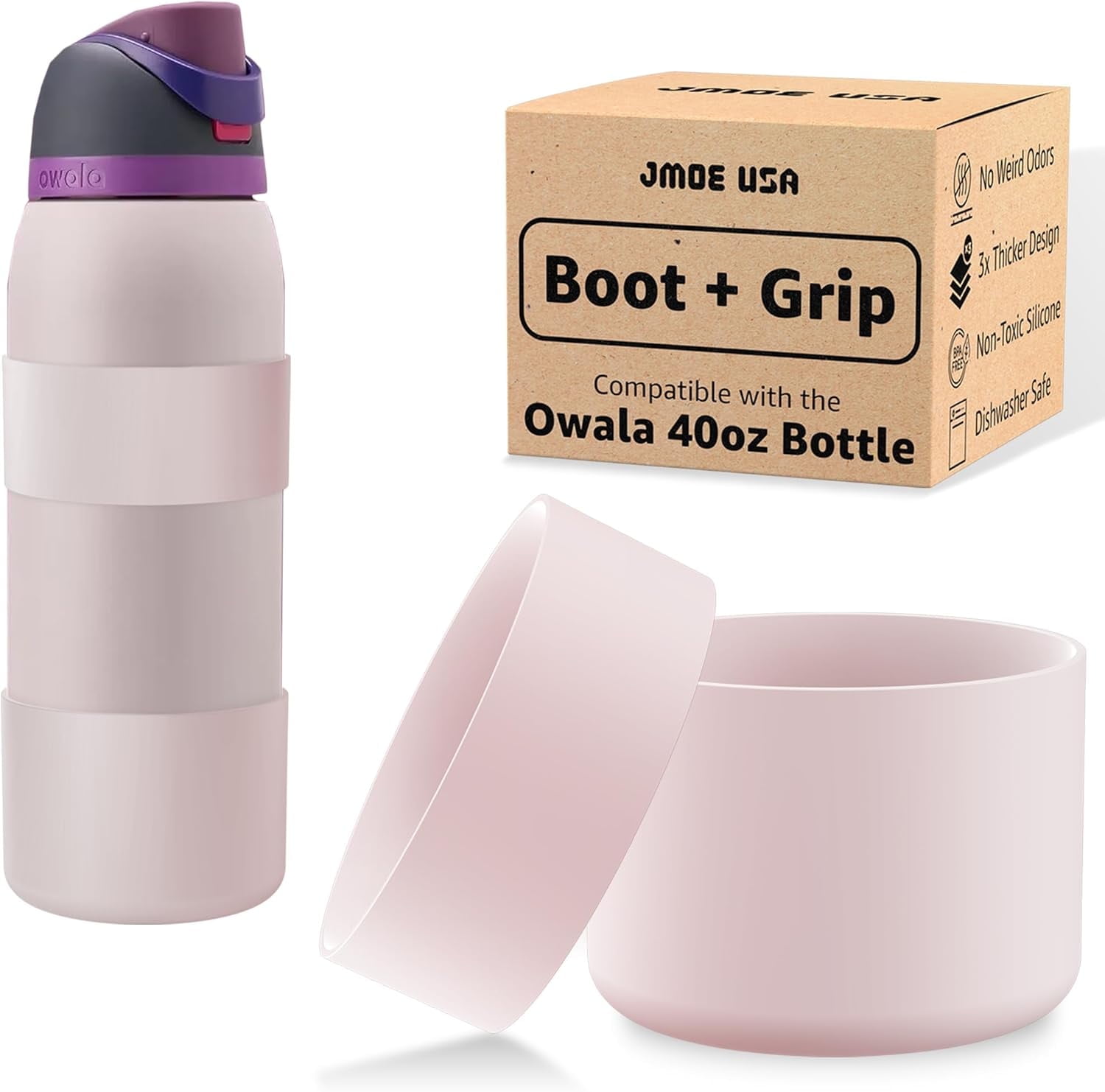 Jmoe USA Silicone Boot Sleeve + Hand Grip for Owala 40oz Water Bottle ...