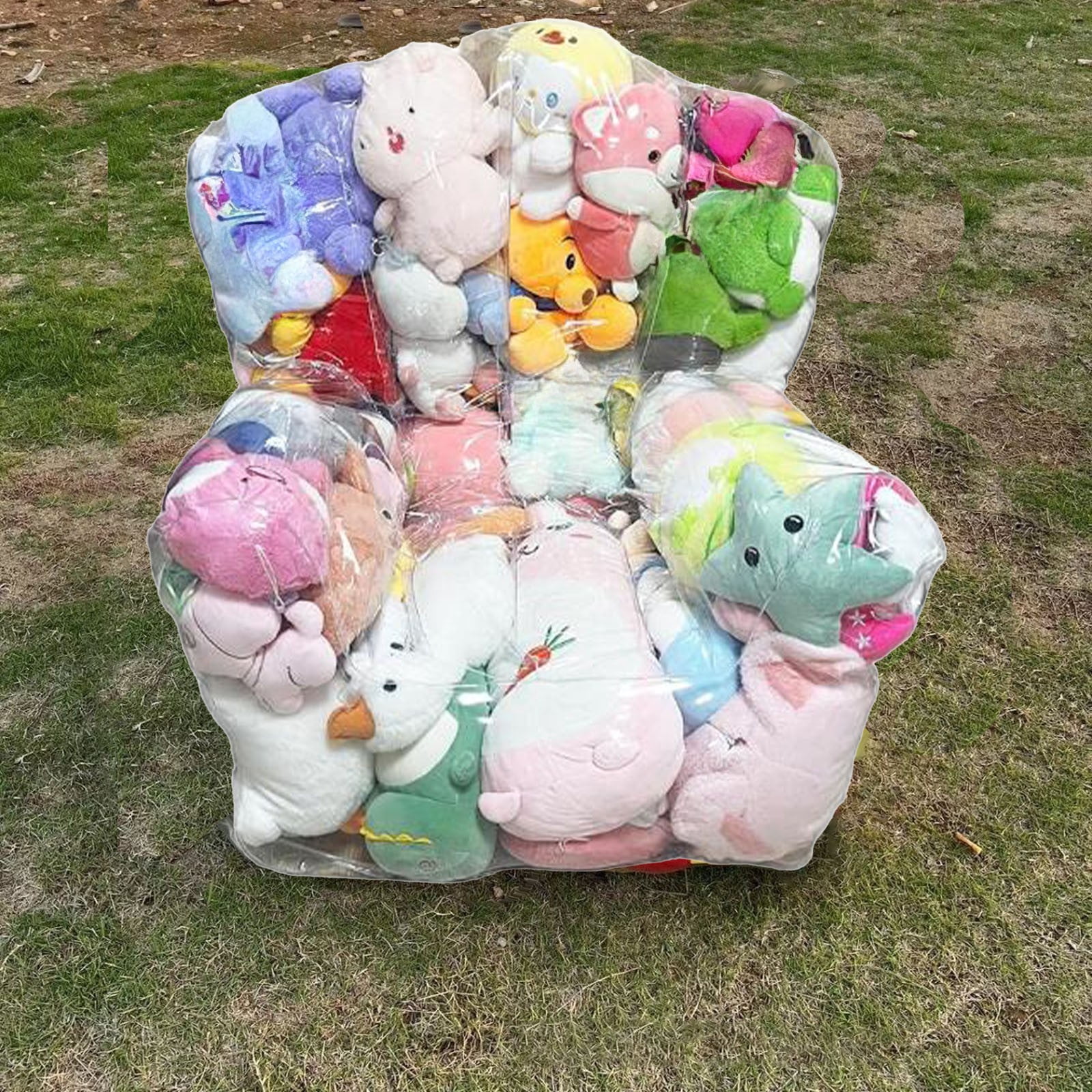 Jngahel Bean Bag Stuffed Animal Storage,Waterproof Pvc Clear Bean Bag ...