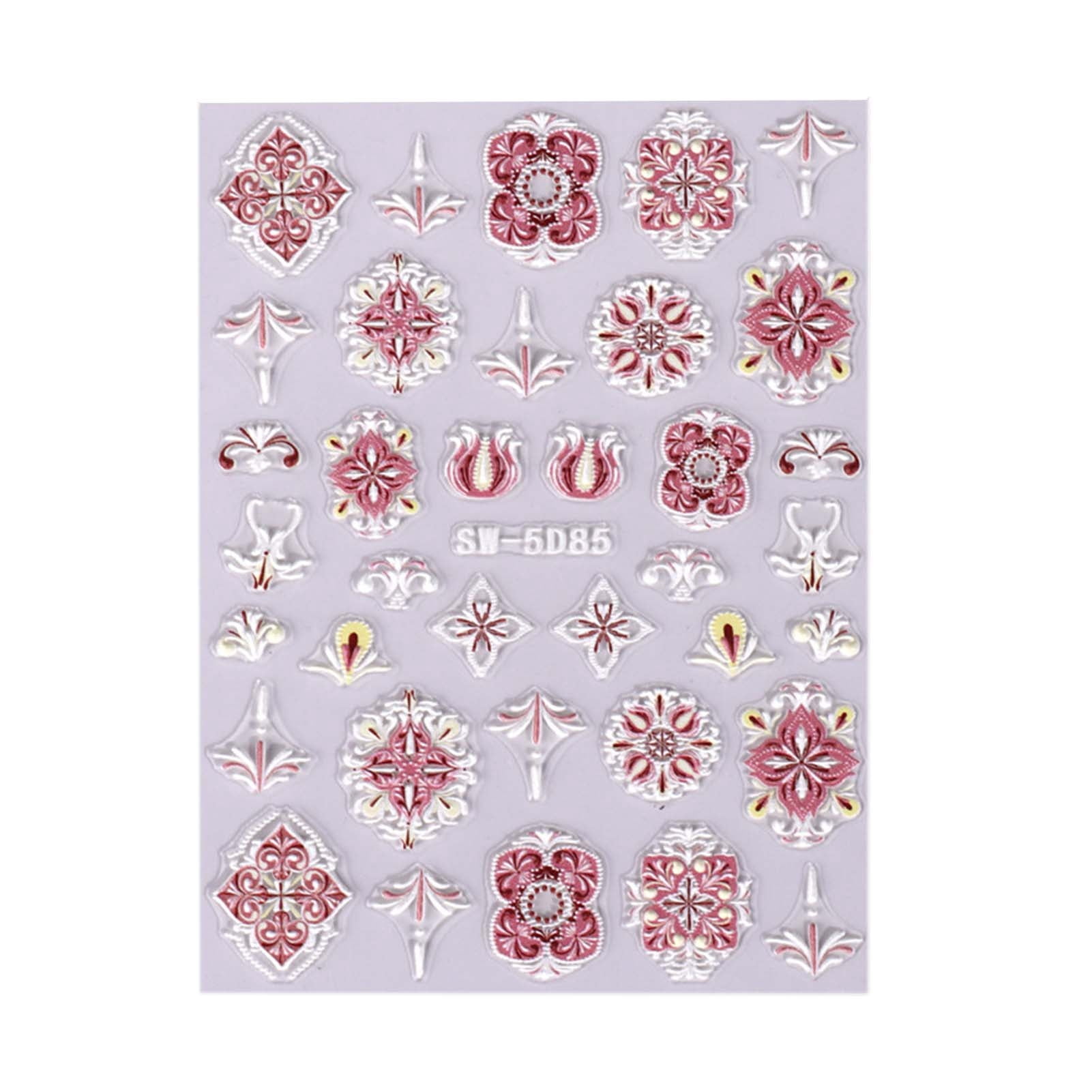 Jnismy 1 Sheet Nail Sticker Easy Paste Removable Vintage Lace Flower ...