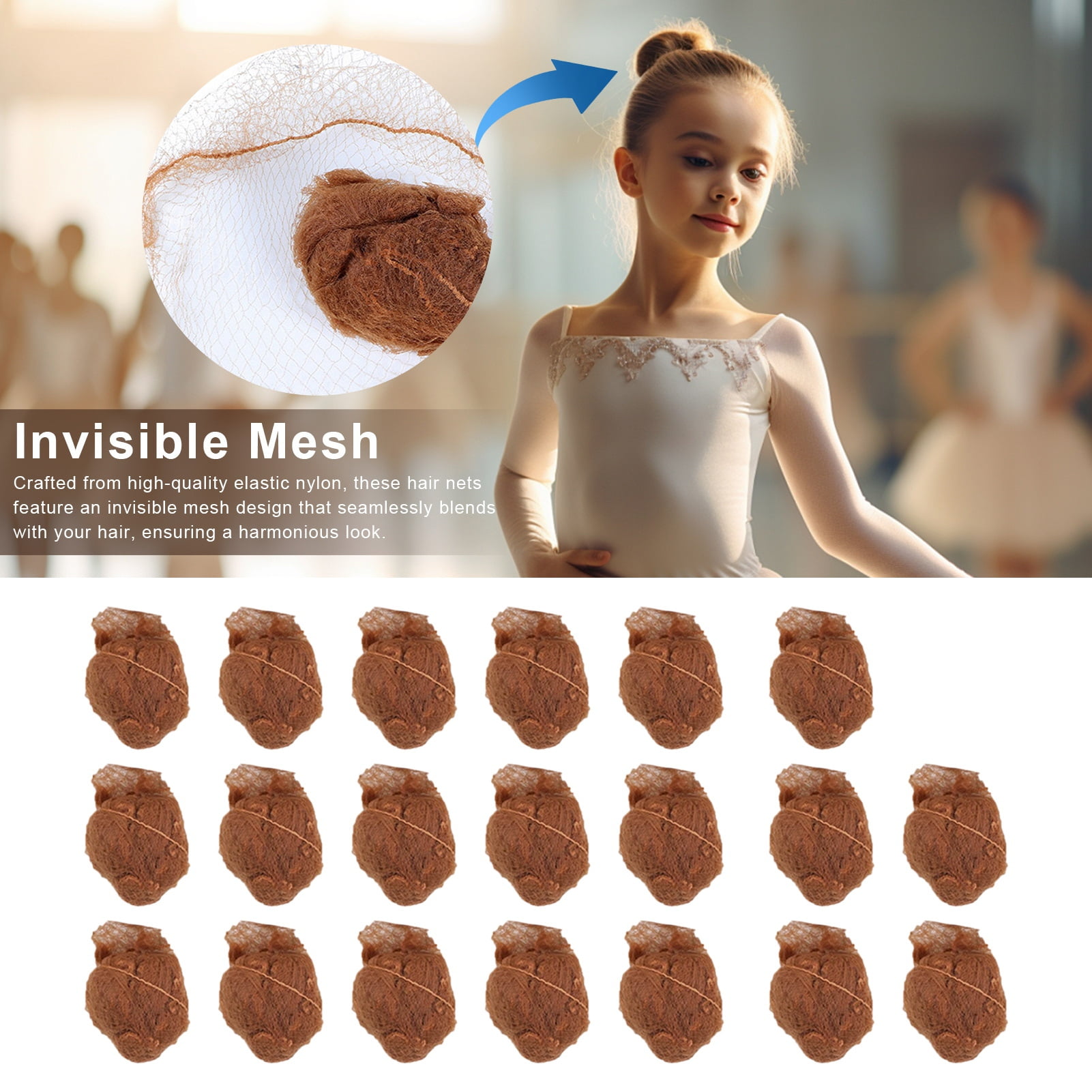 Jnismy 20Pcs Ballet Buns Hair Nets – 5MM Invisible Breathable Stretchy ...