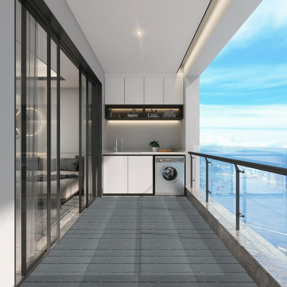 Jnismy 36 PCS Balcony Garden Floor Tiles Easy Snap Connection Slip ...