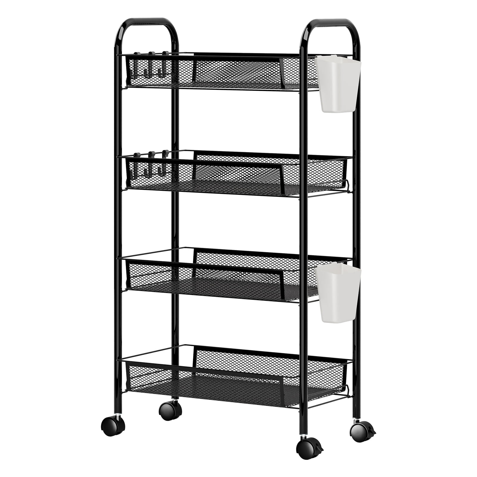 Jnismy 4-Tier Stackable Metal Storage Basket with Wheels, Kitchen ...