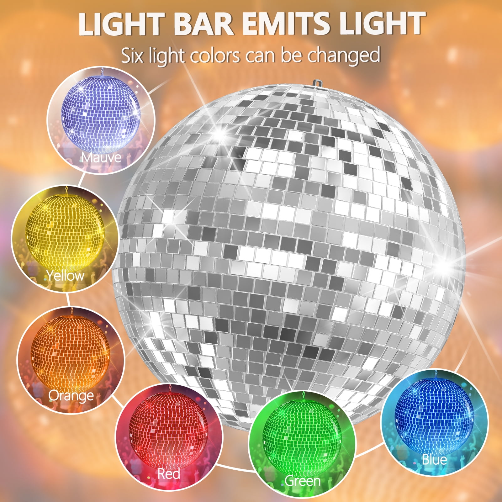 Jnismy Disco Ball 12-Inch Large Mirror Ball, USB Powered Silver Disco ...