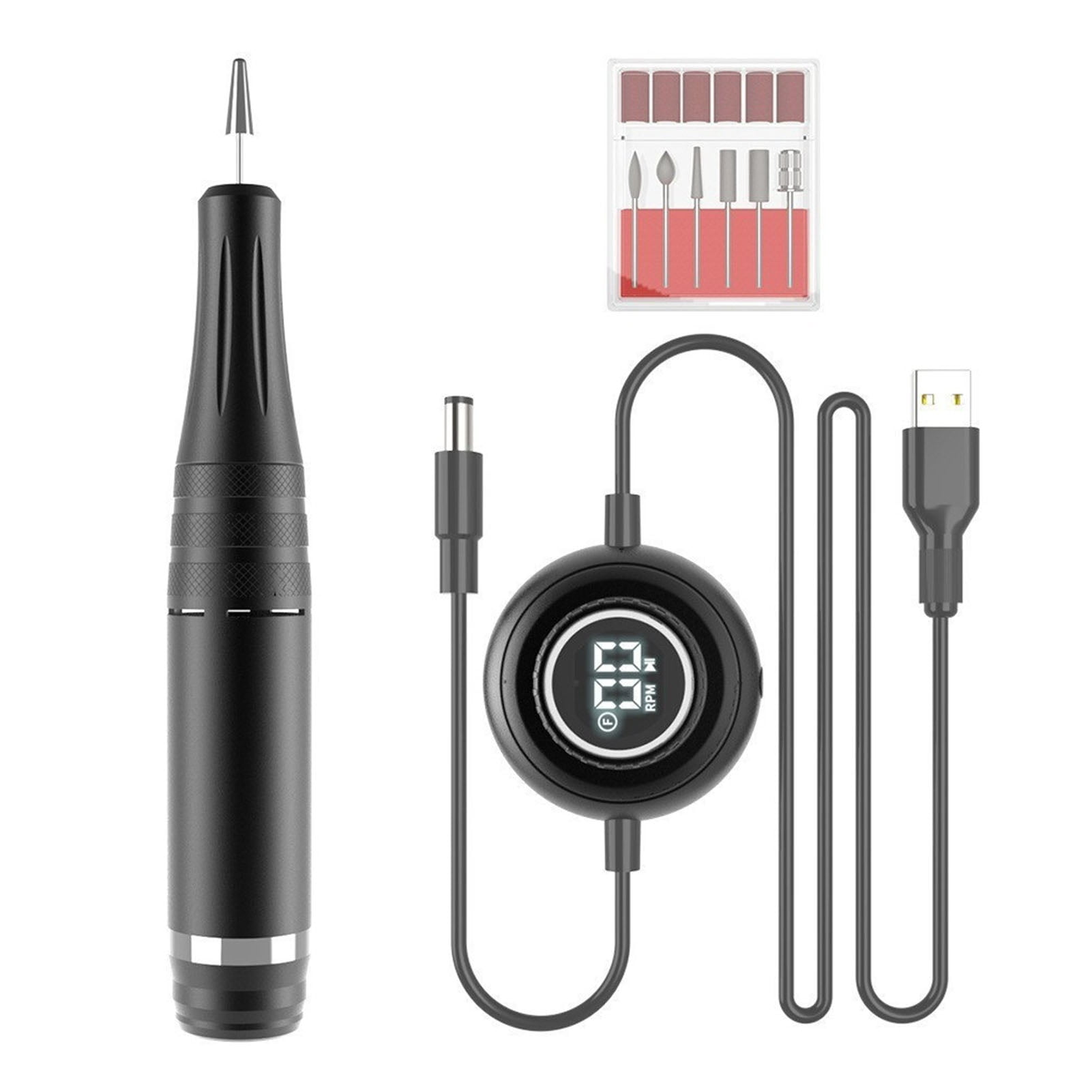 Jnismy Electric Nail Polisher with 6 Attachments USB Manicure Tool for ...