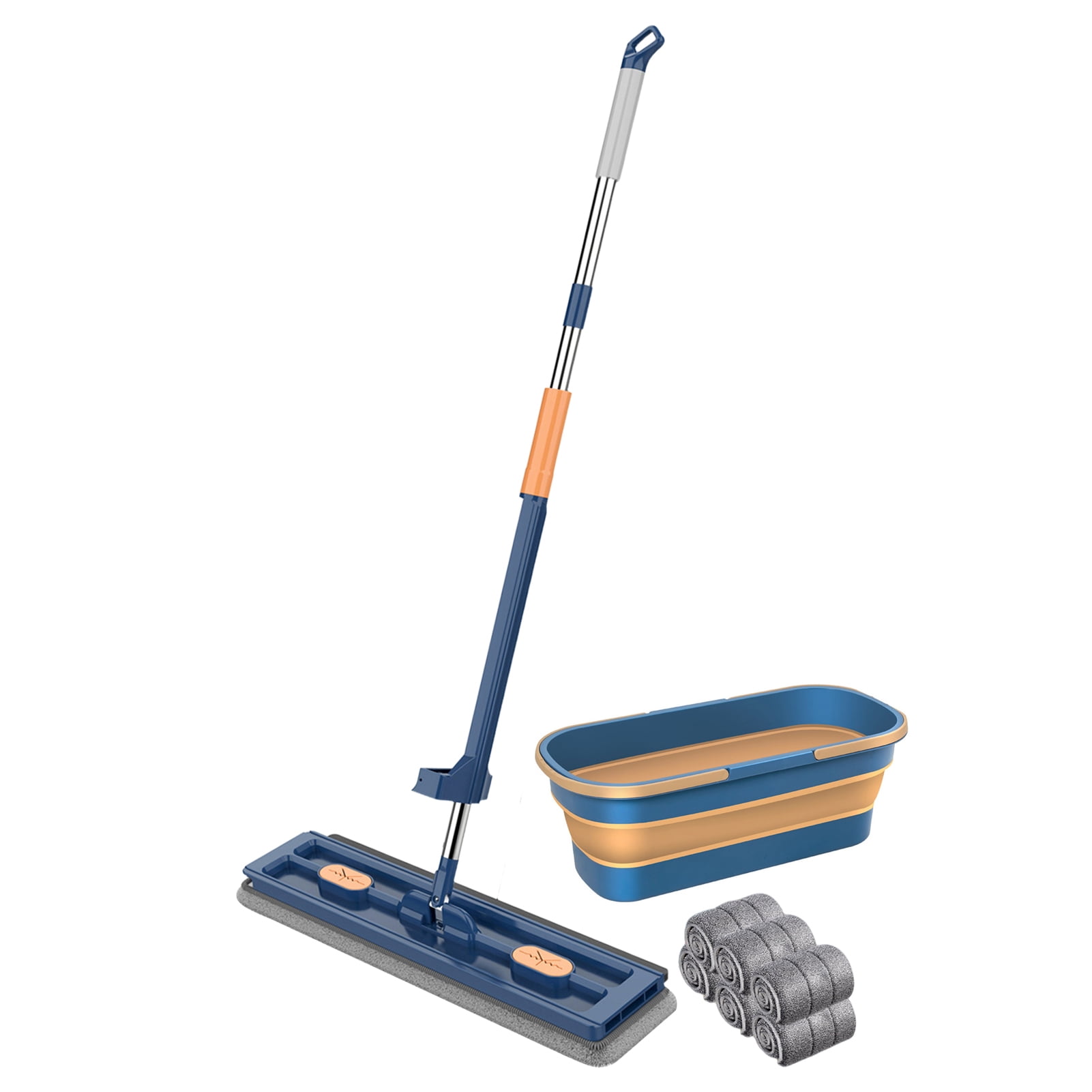 Jnismy Large Flat Mop with 6 Microfiber Pads Stainless Steel Ergonomic ...