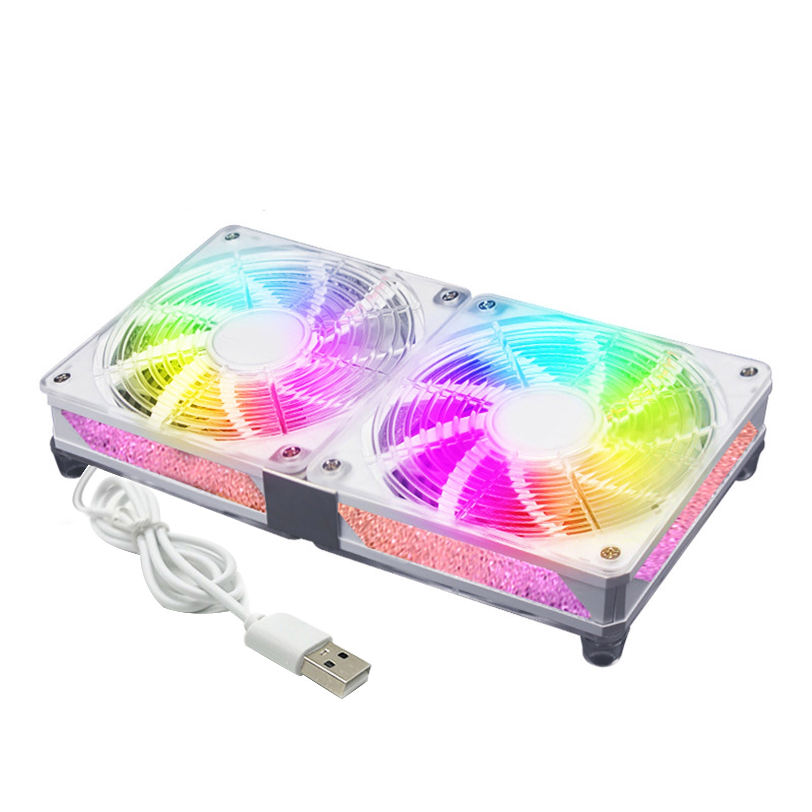 Jnismy USB Computer Cooling Fan Mini Single/Dual Fan 1800RPM Mute Heat ...