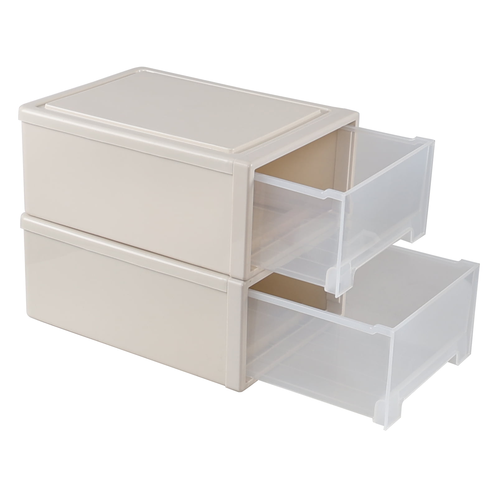 Jnktka 17.8 Quart Desktop Stackable Storage Drawers, 2 Pack Plastic ...