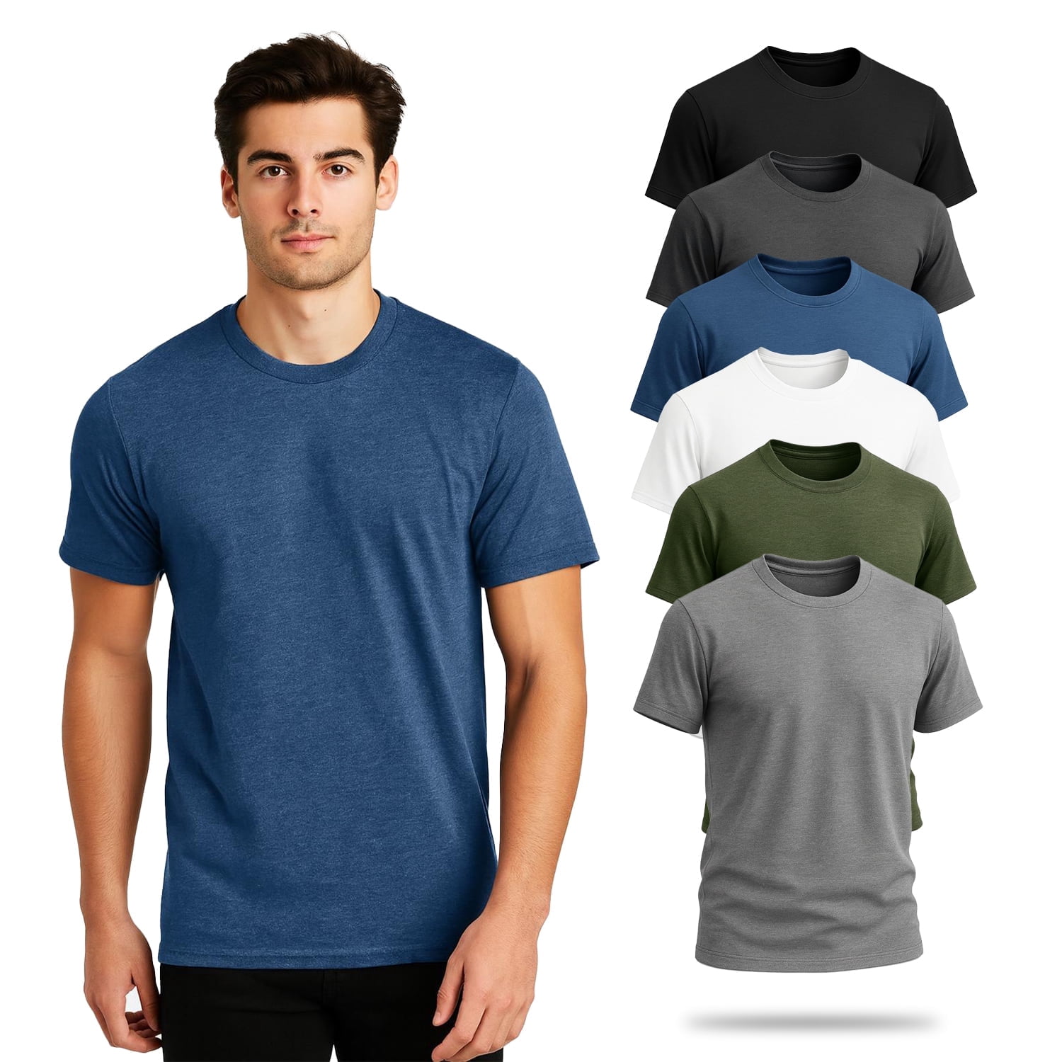 Jnriver Pack of 6 Men’s Casual Stylish Plain T-Shirts – Multipack Short ...