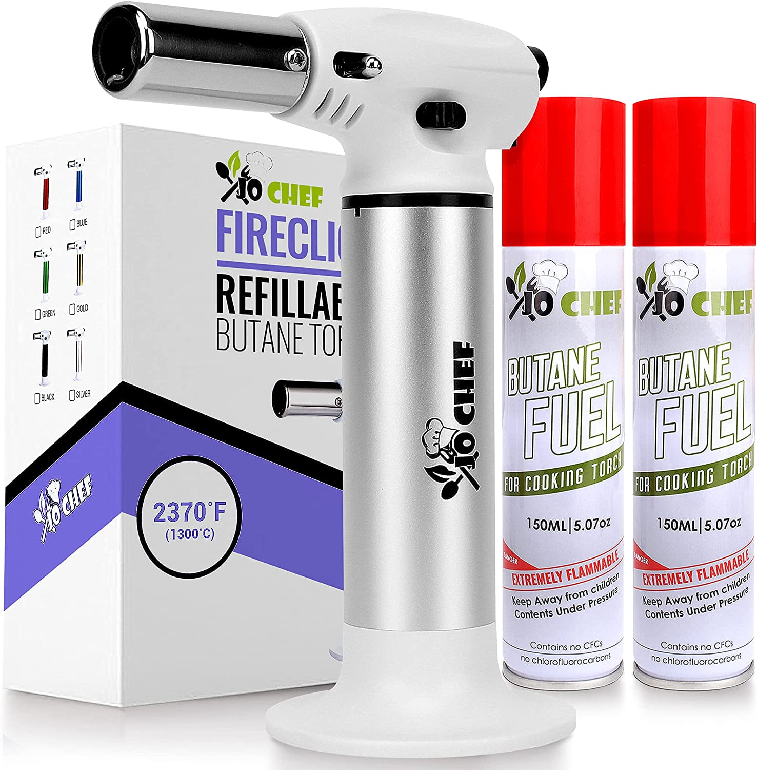 Jo Chef FireClick Creme Brulee Torch – 2,370°F Food Torch with Safety ...