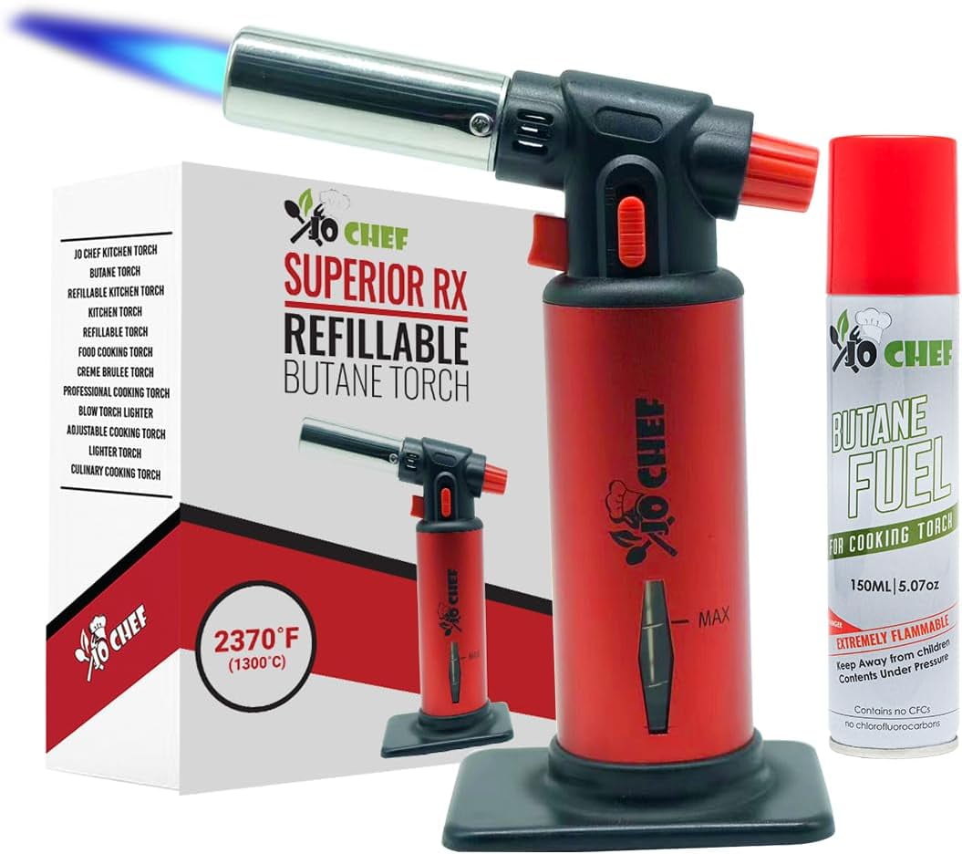 Jo Chef Kitchen Torch, Refillable Butane Torch, Creme Brulee Torch ...