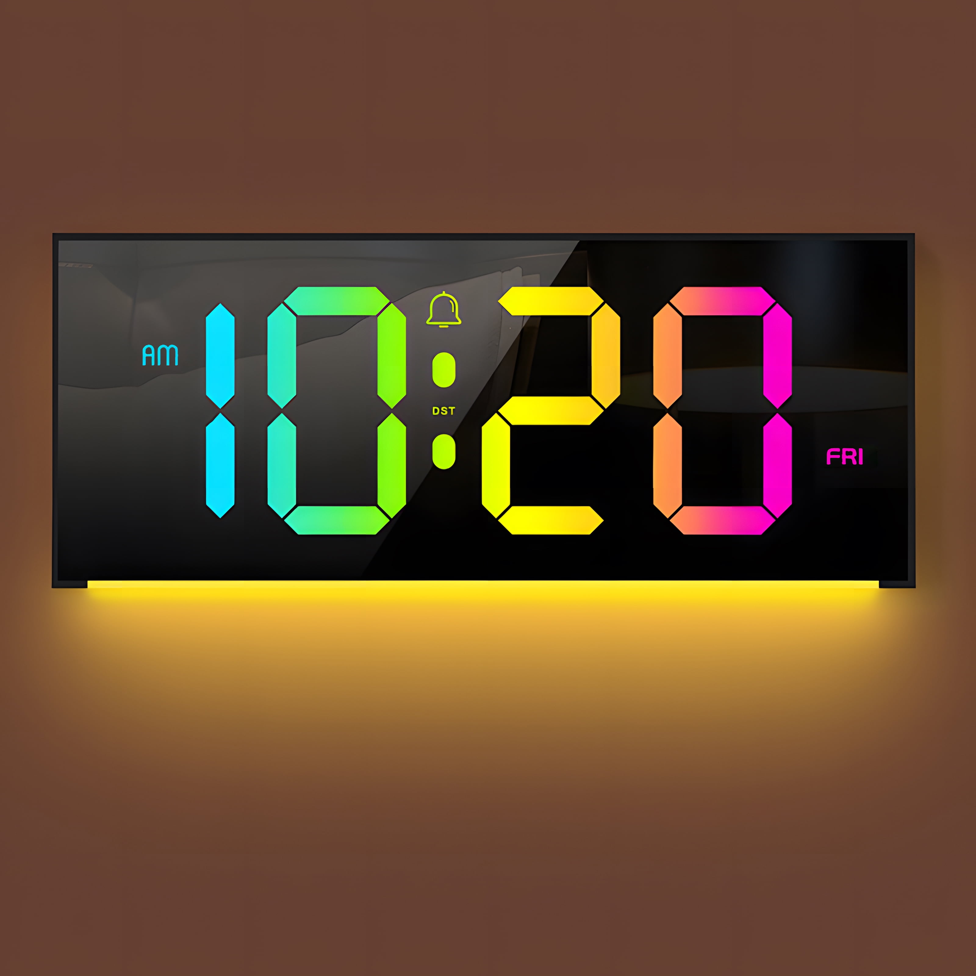 JoFomp 12-Inch LED Digital Wall Clock with 13 RGB Color Modes, 14 RGB ...