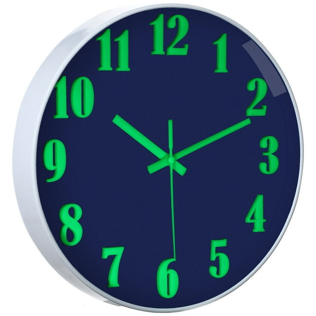 JoFomp Glow in The Dark Wall Clock - Super Bright Luminous 3D Numerals ...