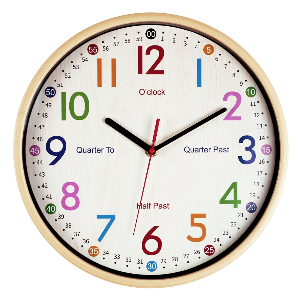 JoFomp 12 inch School Analog Clock | Educational Time Learning ...