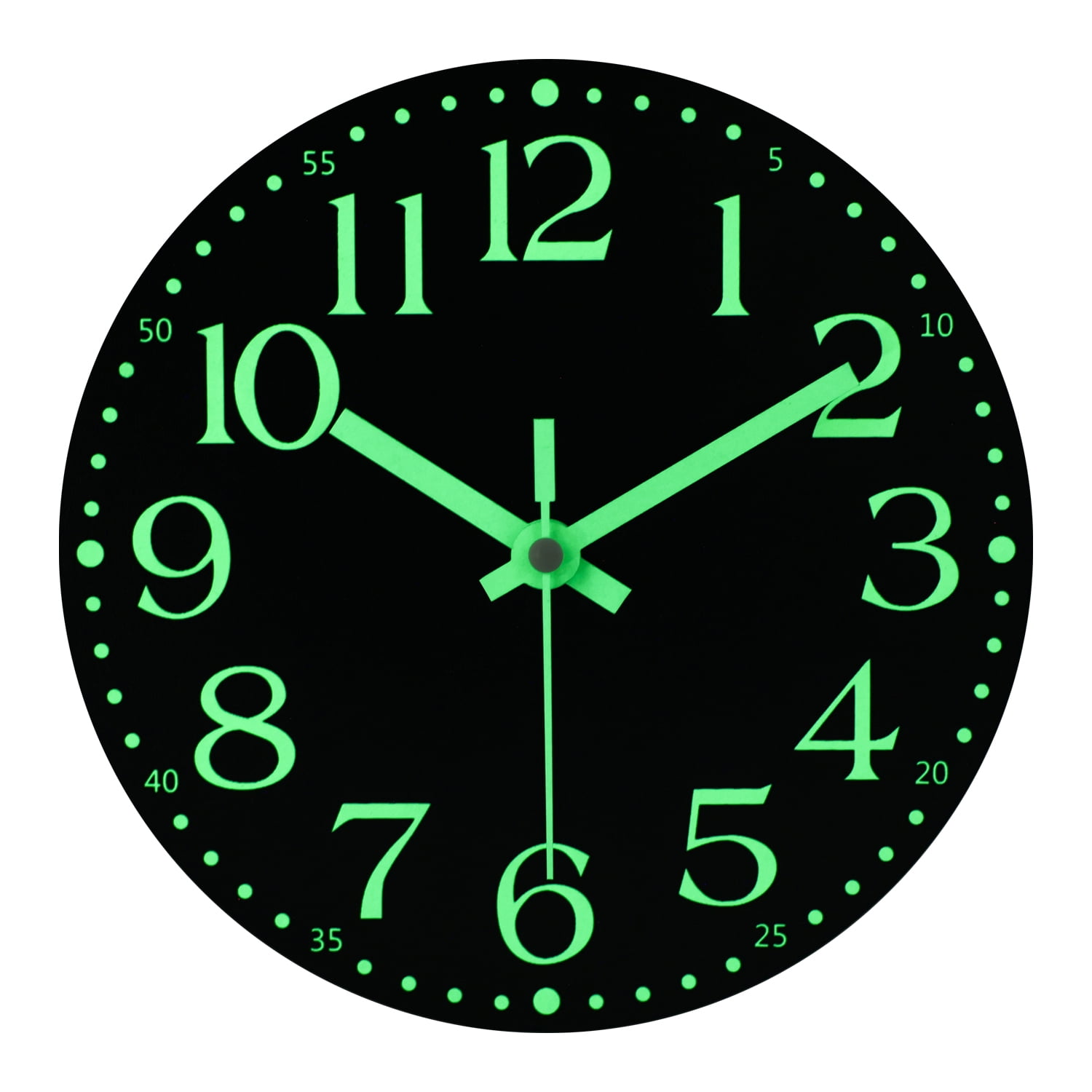 JoFomp Wooden Glow in The Dark Clock, 8 inch Silent Non-Ticking Battery ...