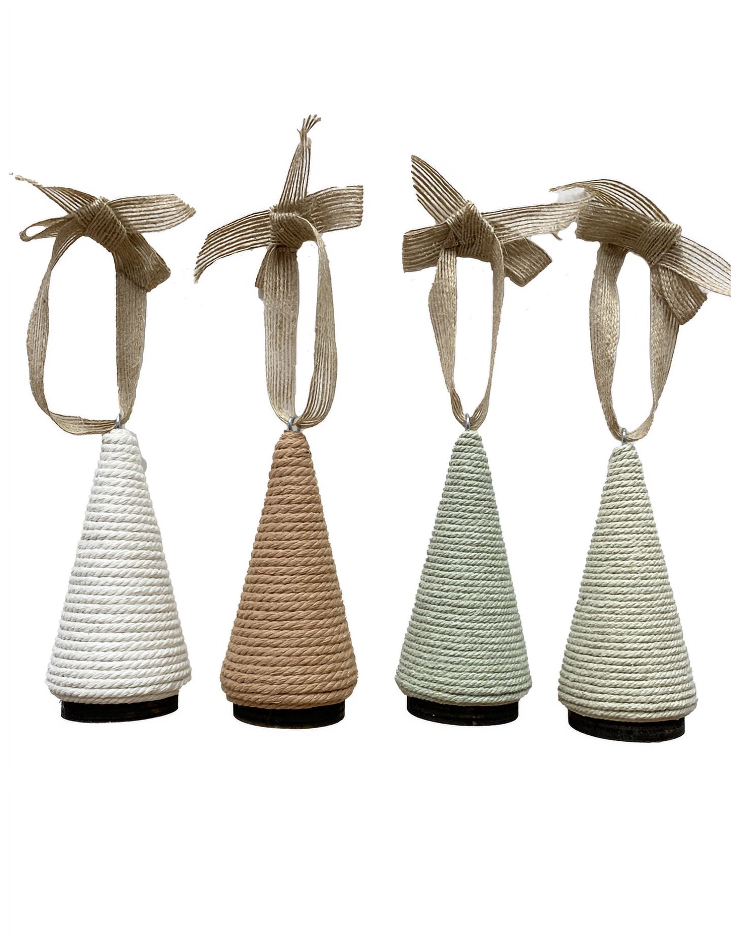 JoJo Fletcher Set of 4 Woven Rope Cone Hanging Christmas Ornaments ...