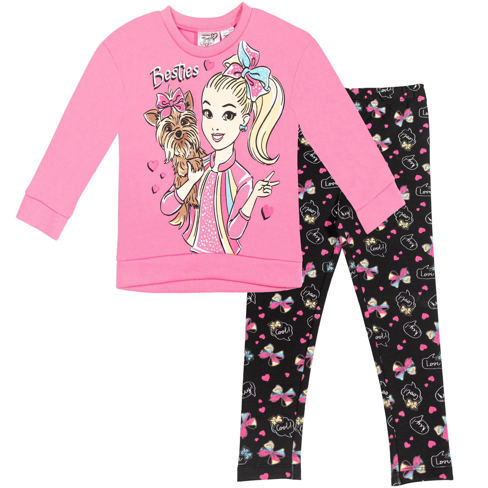 JoJo Siwa Big Girls Fleece Sweatshirt and Leggings Outfit Set Toddler ...