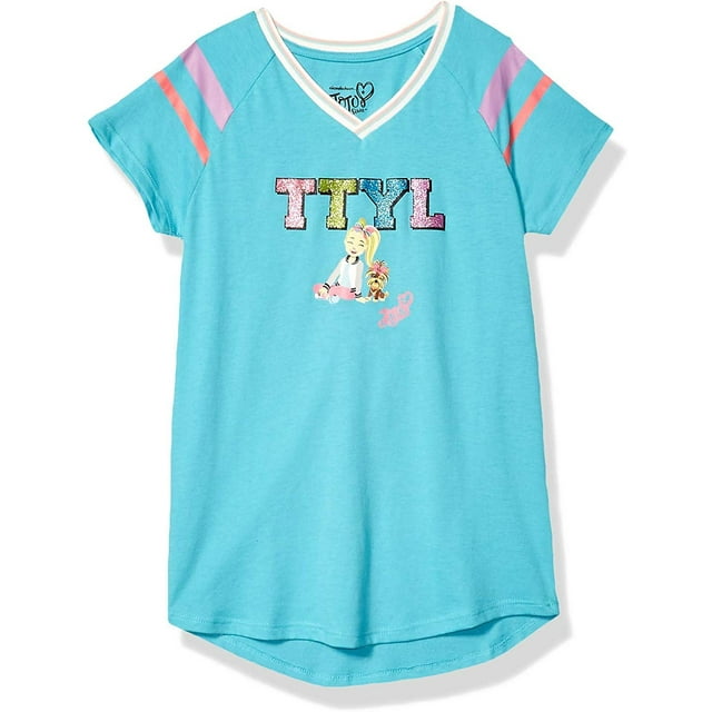 JoJo Siwa Girls' Big TTYL Emoji JoJo & Bow Bow V-Neck Athletic Varsity ...
