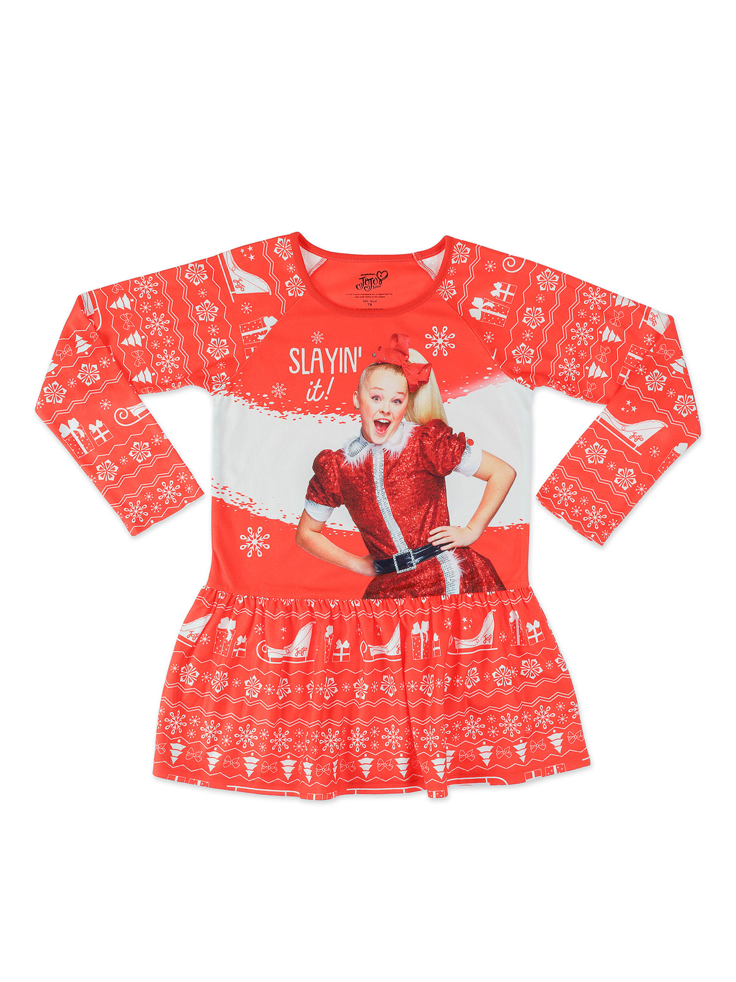 JoJo Siwa Girls Holiday Dorm Sweater Print Pajama; Sizes 4-12 - Walmart.com