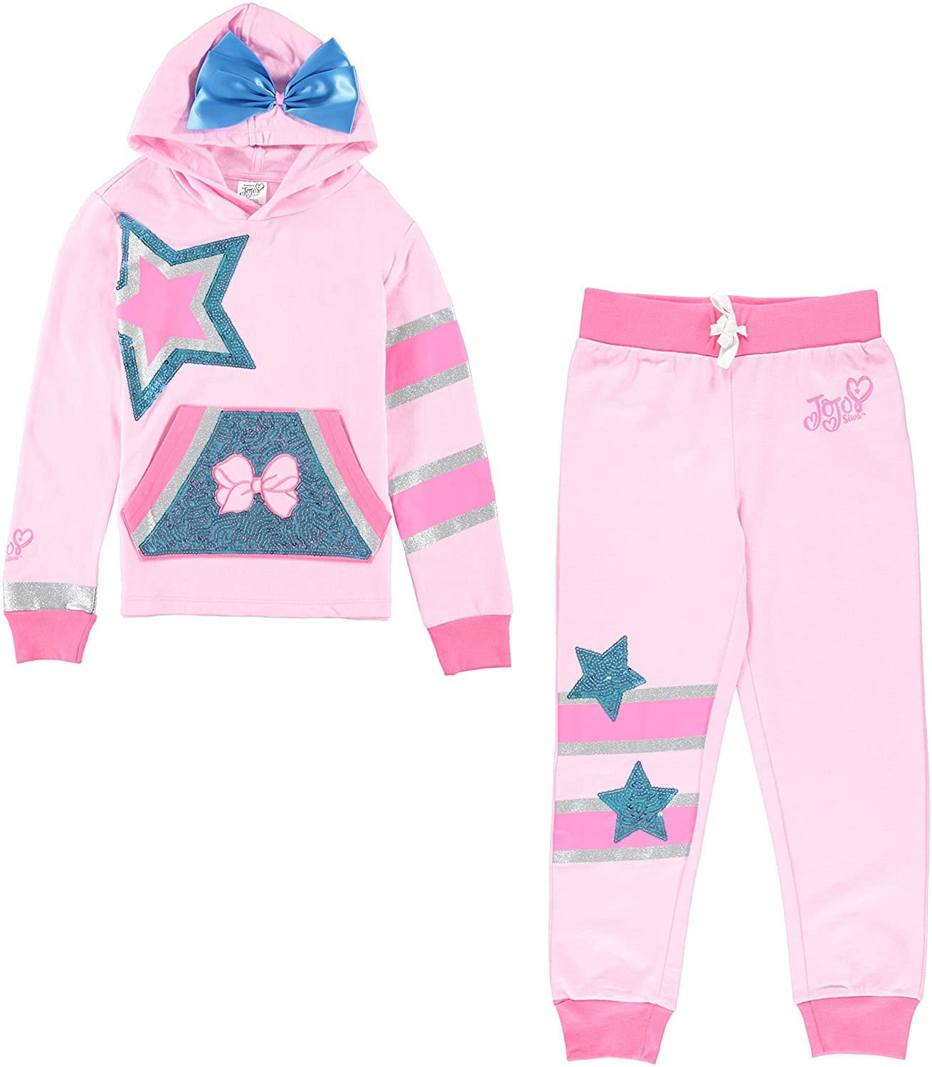JoJo Siwa Girls Sweatshirt Hoodie and Jogger Clothing Set, Pink Sizes 4 ...