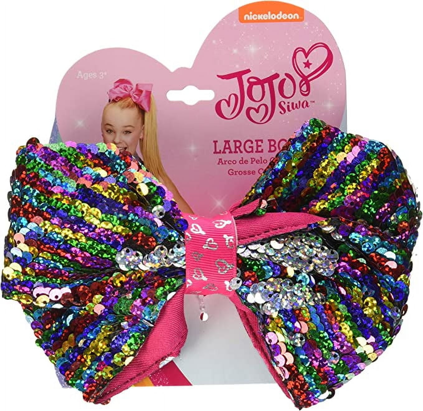 JoJo Siwa Hair Bow, Rainbow Sequin Bow - Walmart.com