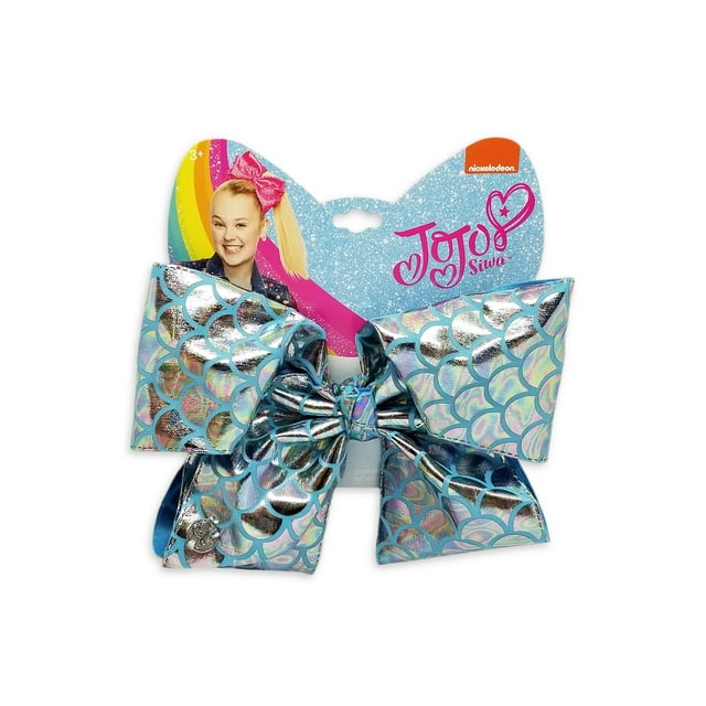 JoJo Siwa Large Cheer Hair Bow (Silver Metallic Mermaid) - Walmart.com