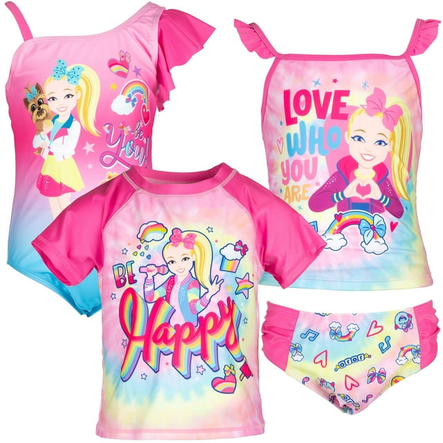 JoJo Siwa Little Girls One Piece Bathing Suit Rash Guard Tankini Top ...