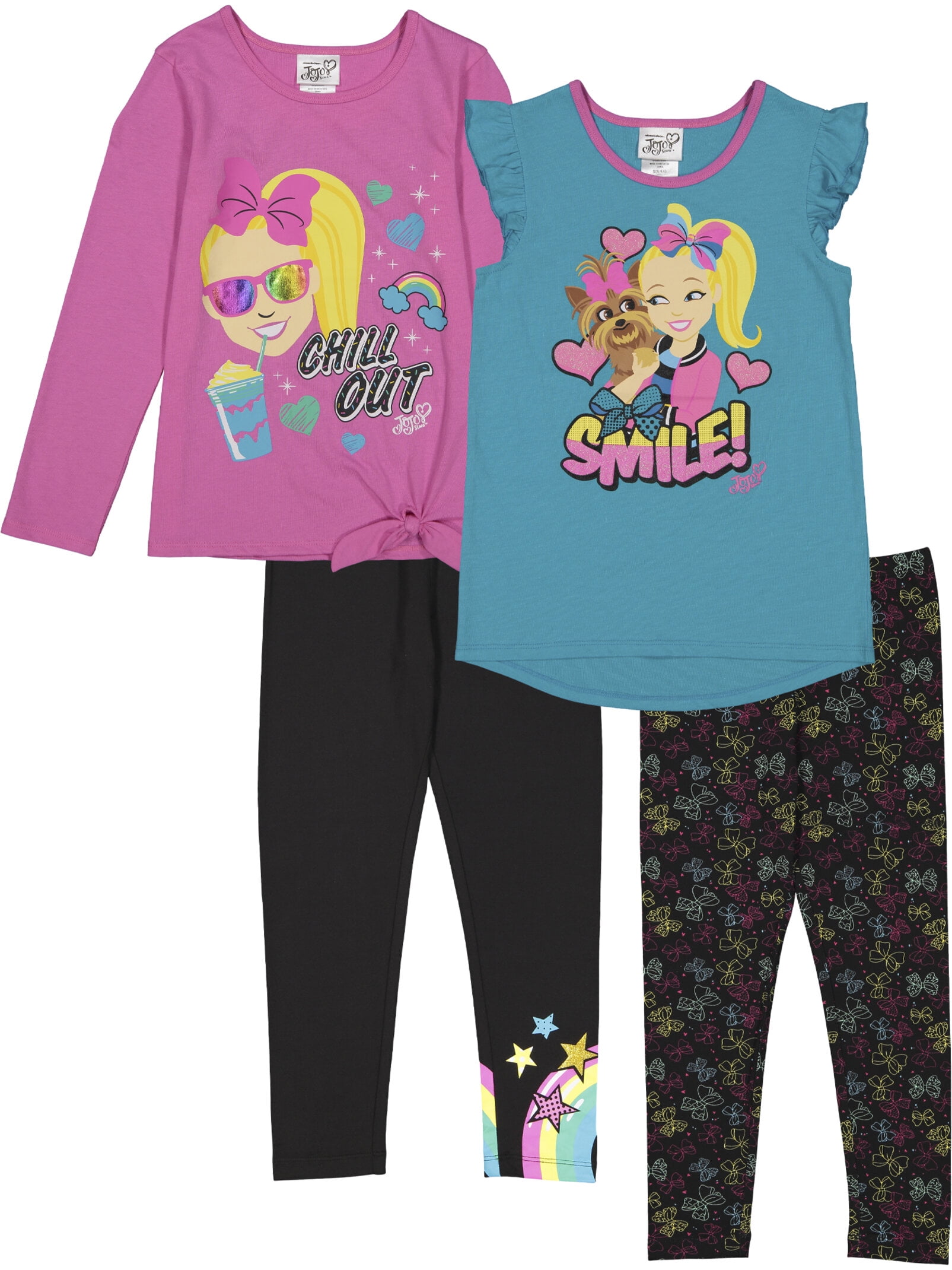 JoJo Siwa Little Girls T-Shirt and Leggings 4 Piece Outfit Set Toddler ...