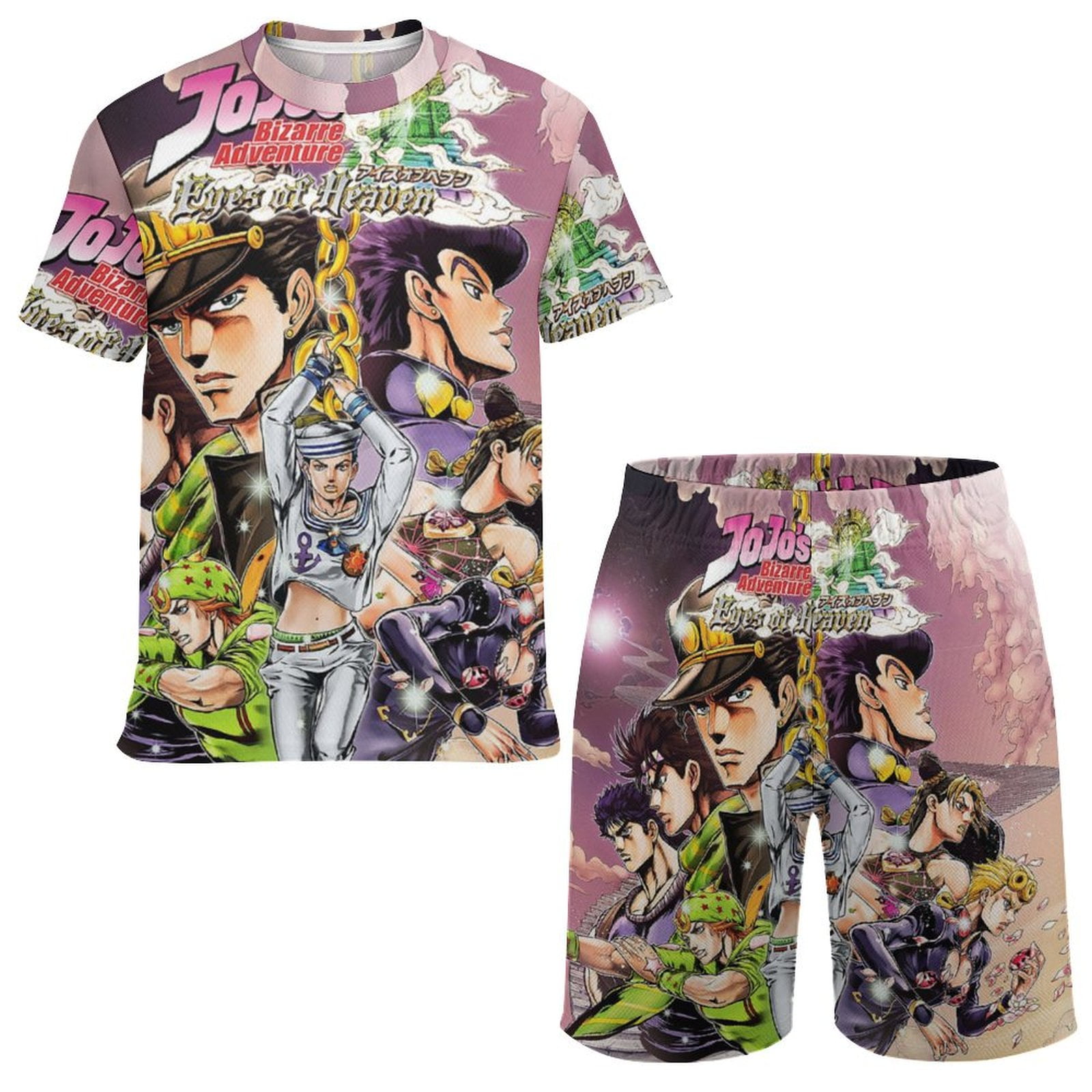 JoJo's Bizarre Adventure Boys Girls Short Sleeve Mesh T-Shirt And Shorts Outfit Set Summer ...