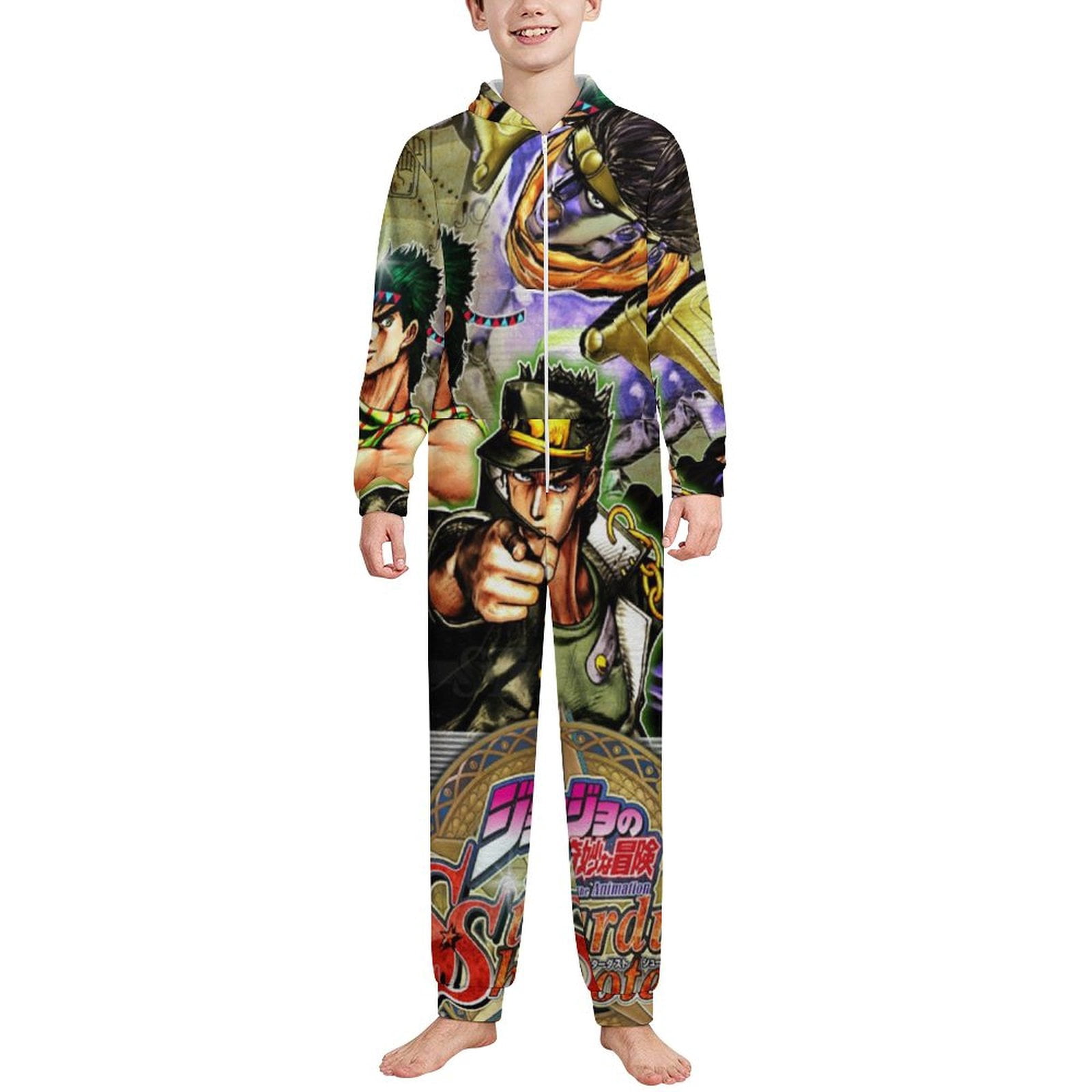 JoJo's Bizarre Adventure Kids Hooded Union Suit Pajama Soft Comfy Kids ...