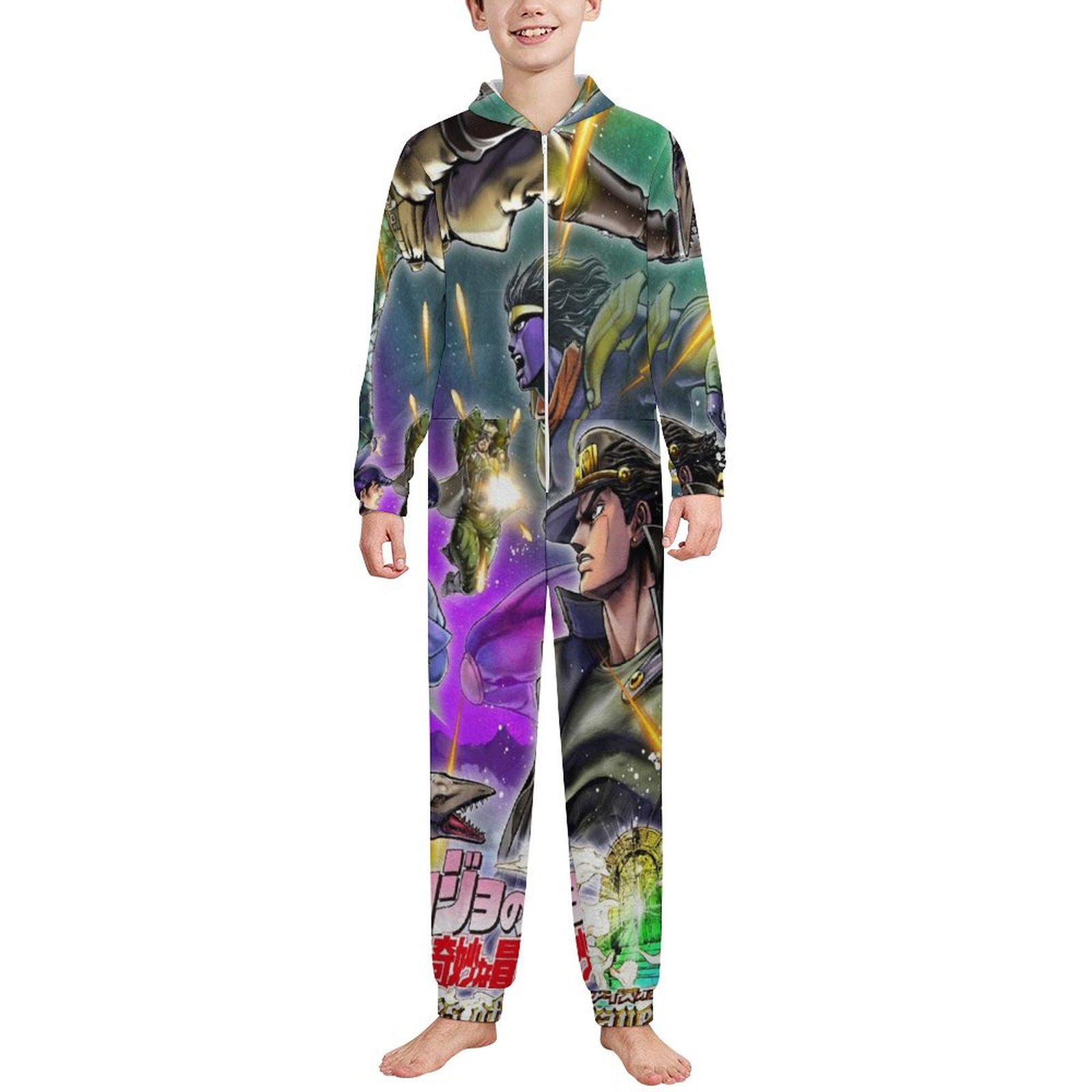 JoJo's Bizarre Adventure Kids Hooded Union Suit Pajama Soft Comfy Kids ...