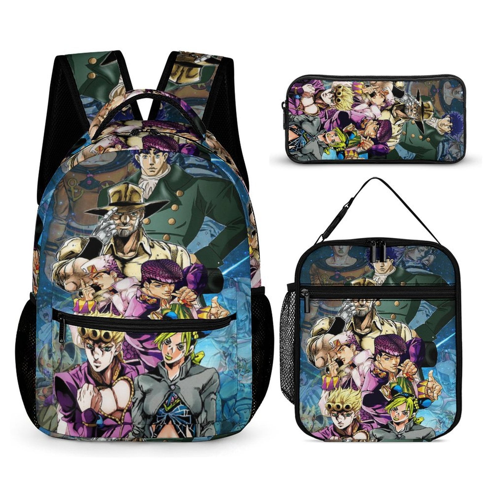 JoJo's Bizarre Adventure Schoolbag 3 Piece Set with Lunch Tote & Pencil ...