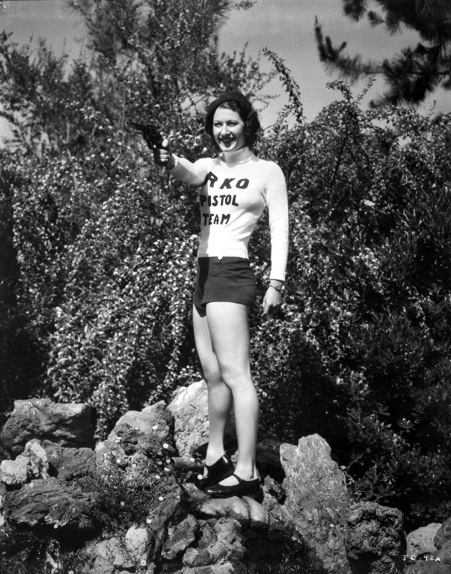 Joan Davis posed While Pointing A Gun in Black and White Photo Print (8 ...