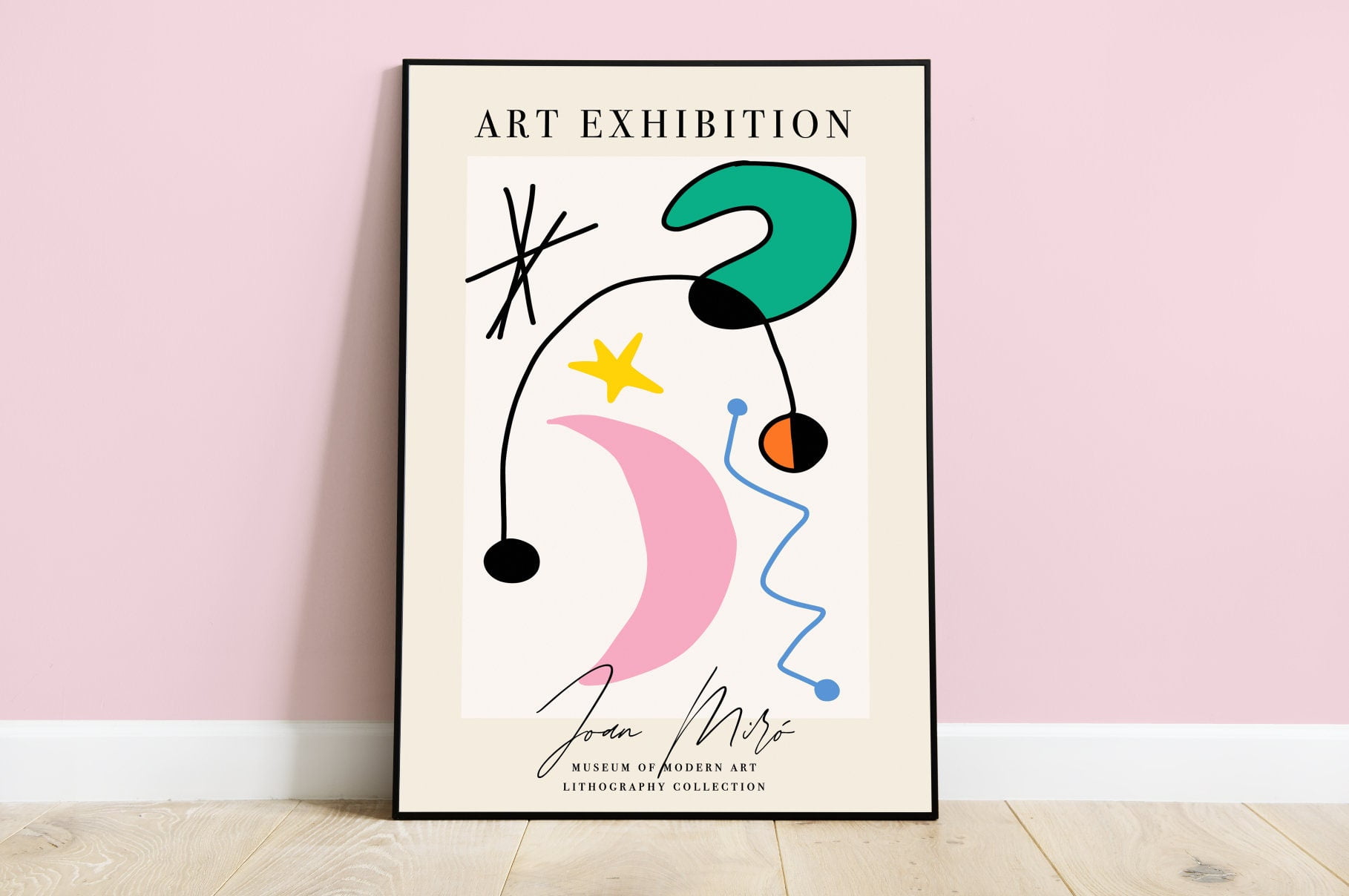 Joan Miro Art Print, Colourful Modern Exhibition Poster, Miro Abstract ...