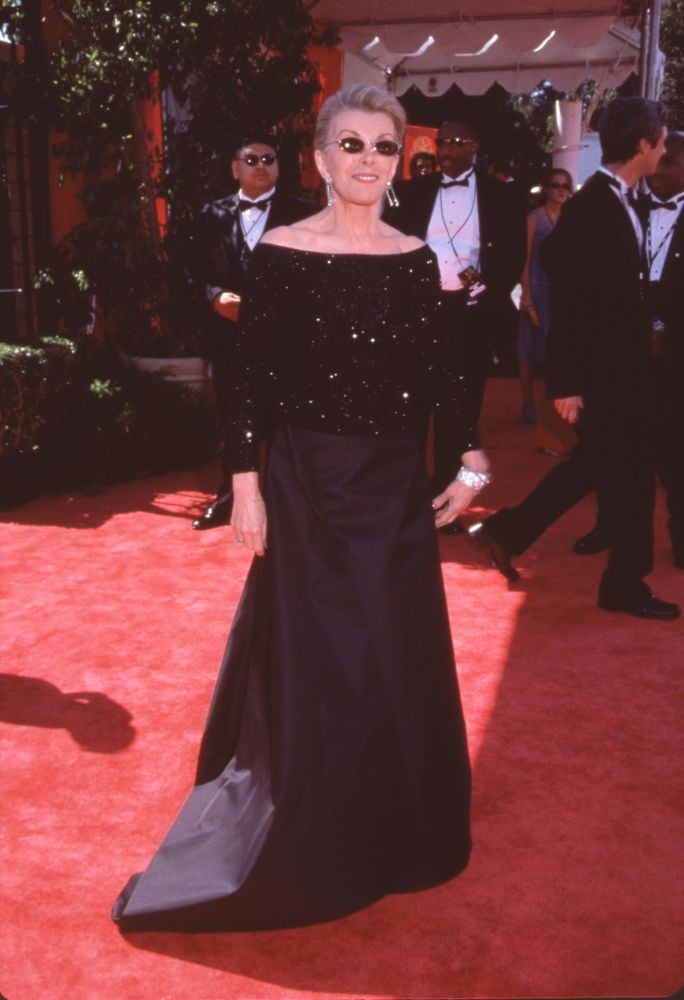 Joan Rivers In Off Shoulder Black Gown And Sunglasses 51St Annual Emmy ...