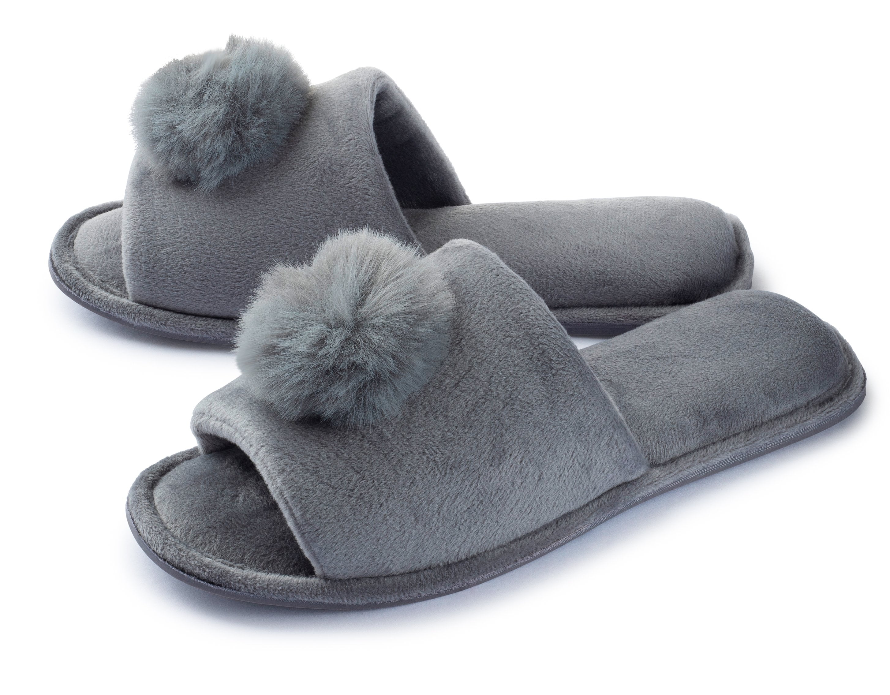 Joan Vass Slippers Coral Velvet Faux Fur Open Toe Slid Slipper With ...