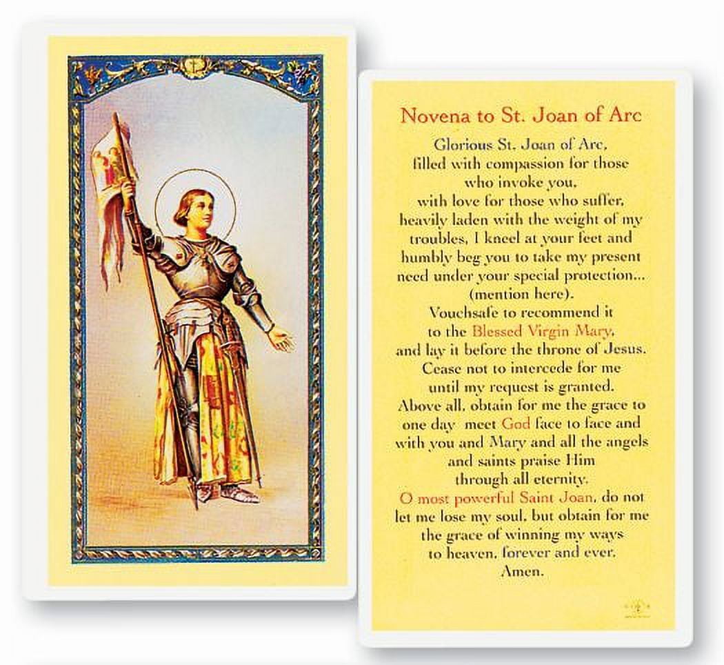 Joan of Arc Novena Laminated Catholic Prayer Holy Card with Prayer on ...
