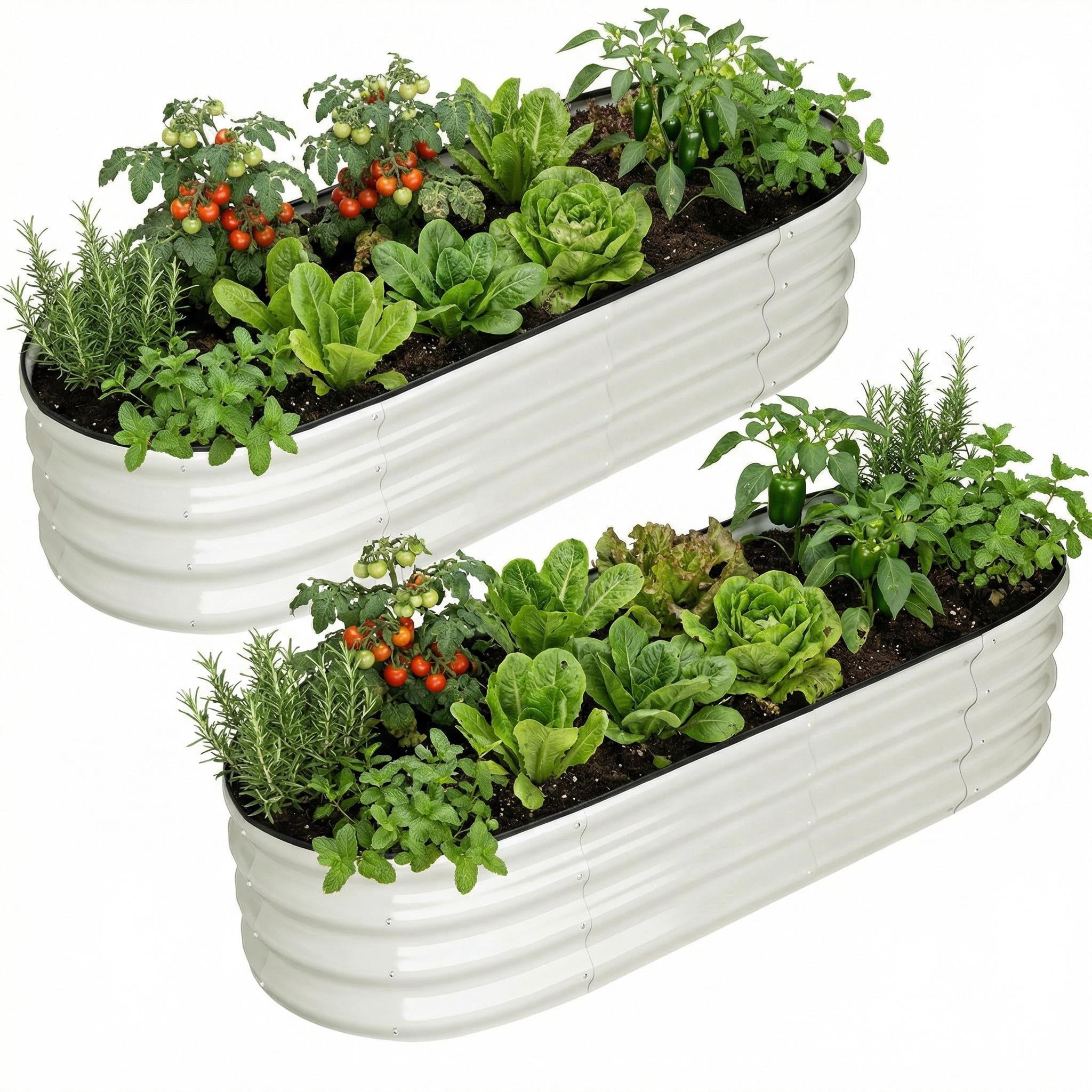 JoanKaren 2 Pcs 4.5x2x1.5 ft Oval Galvanized Raised Garden Beds,Large ...