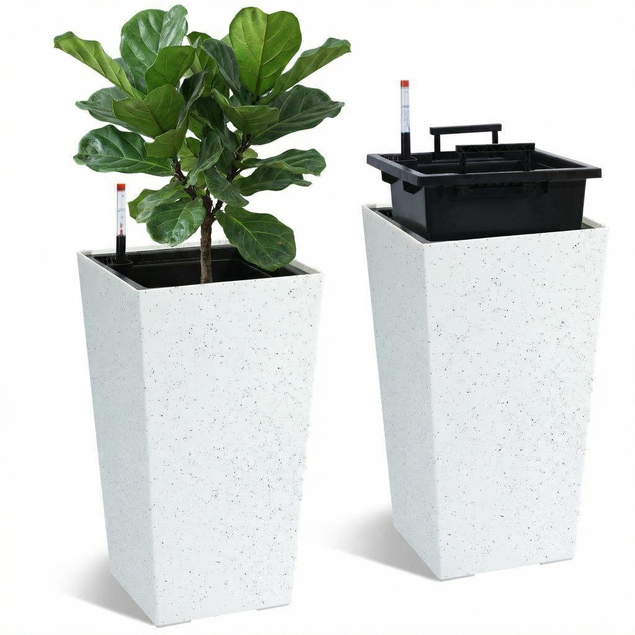 JoanKaren 21.6 Inch Tall Planters Set of 2,Indoor＆ Outdoor Self ...