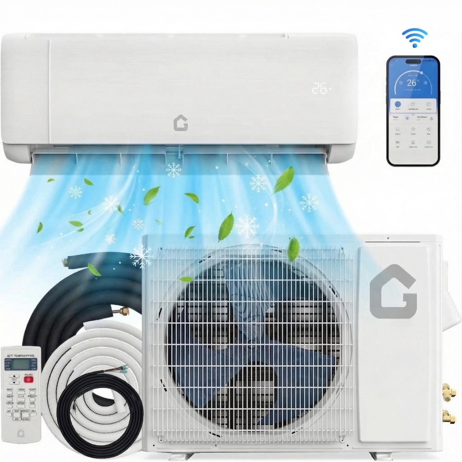 JoanKaren 24000 BTU Mini Split Air Conditioner & Heater with Inverter ...