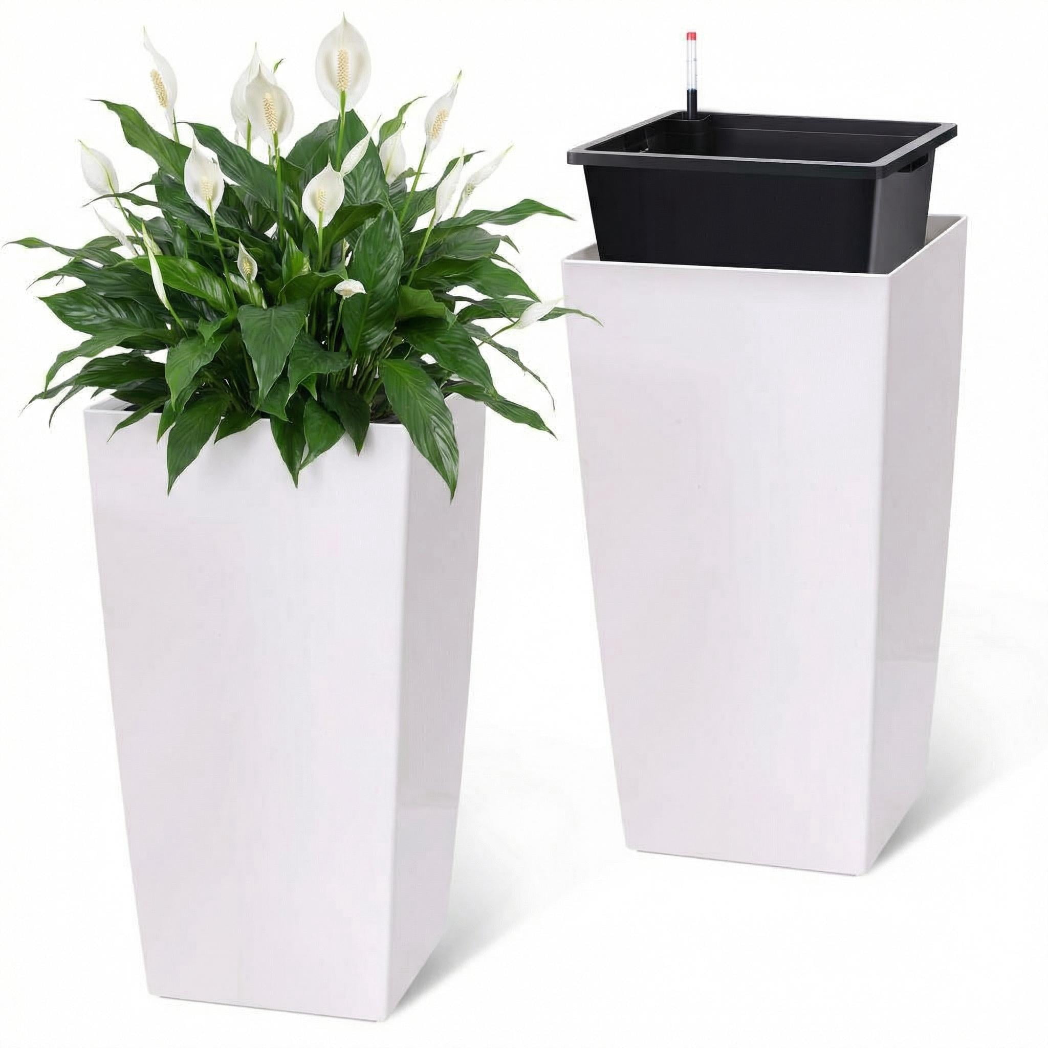 JoanKaren 30" Tall Planters Set of 2,Heavy Duty Indoor＆ Outdoor Self ...