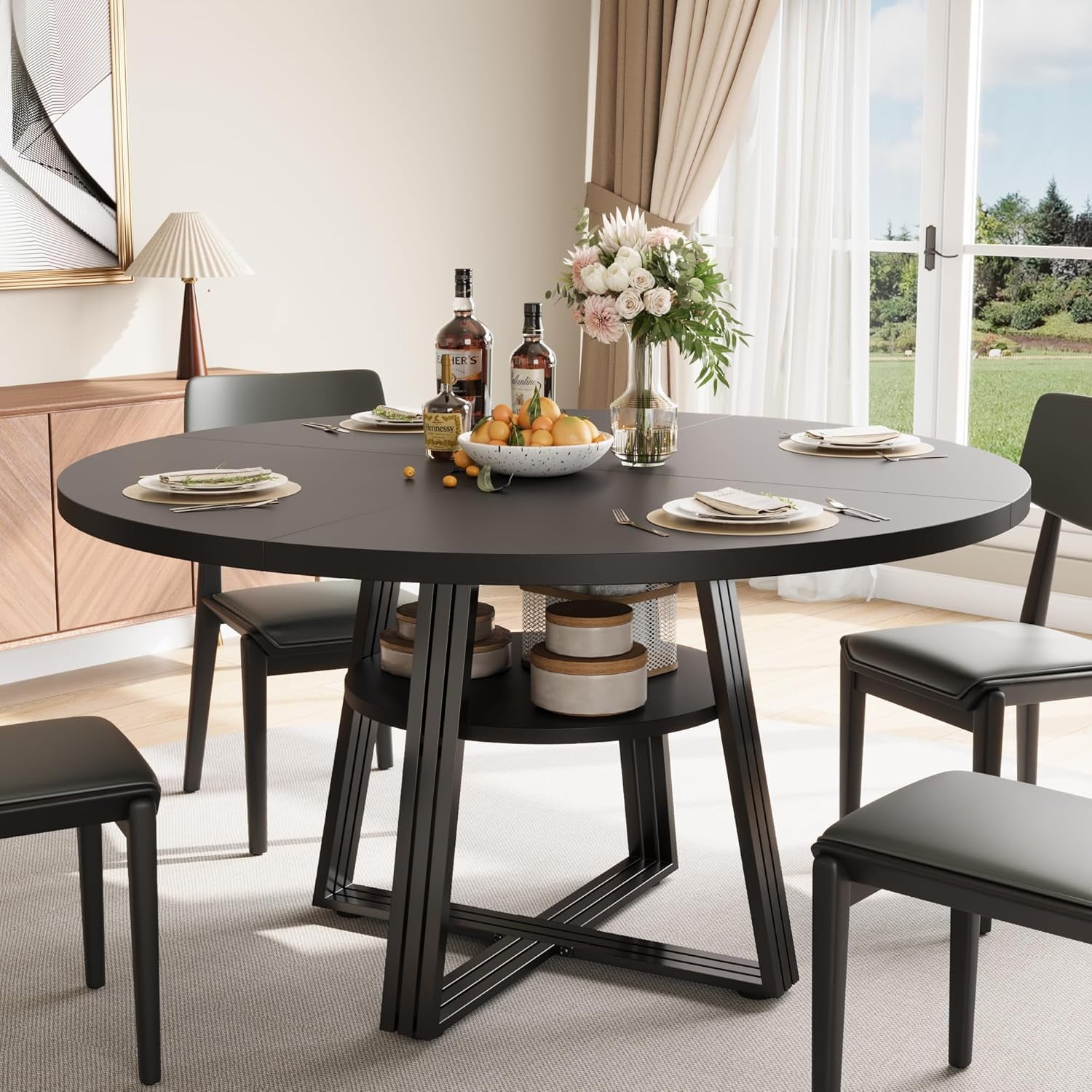 JoanKaren 47.2" Farmhouse Round Dining Table,Circle Dining Table for ...