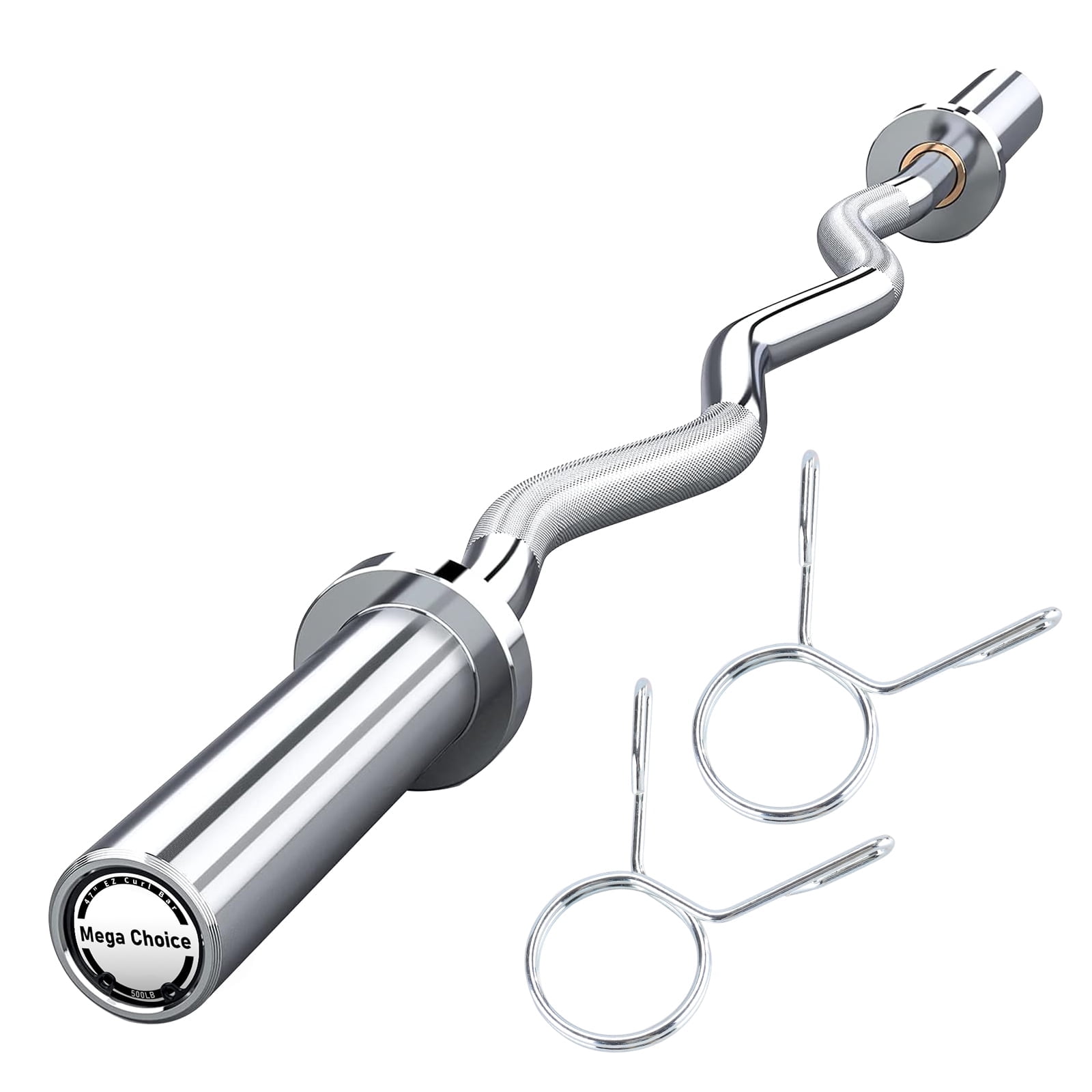 JoanKaren 47" Olympic EZ Curl Barbell Bar with 2 Collars,500lbs ...