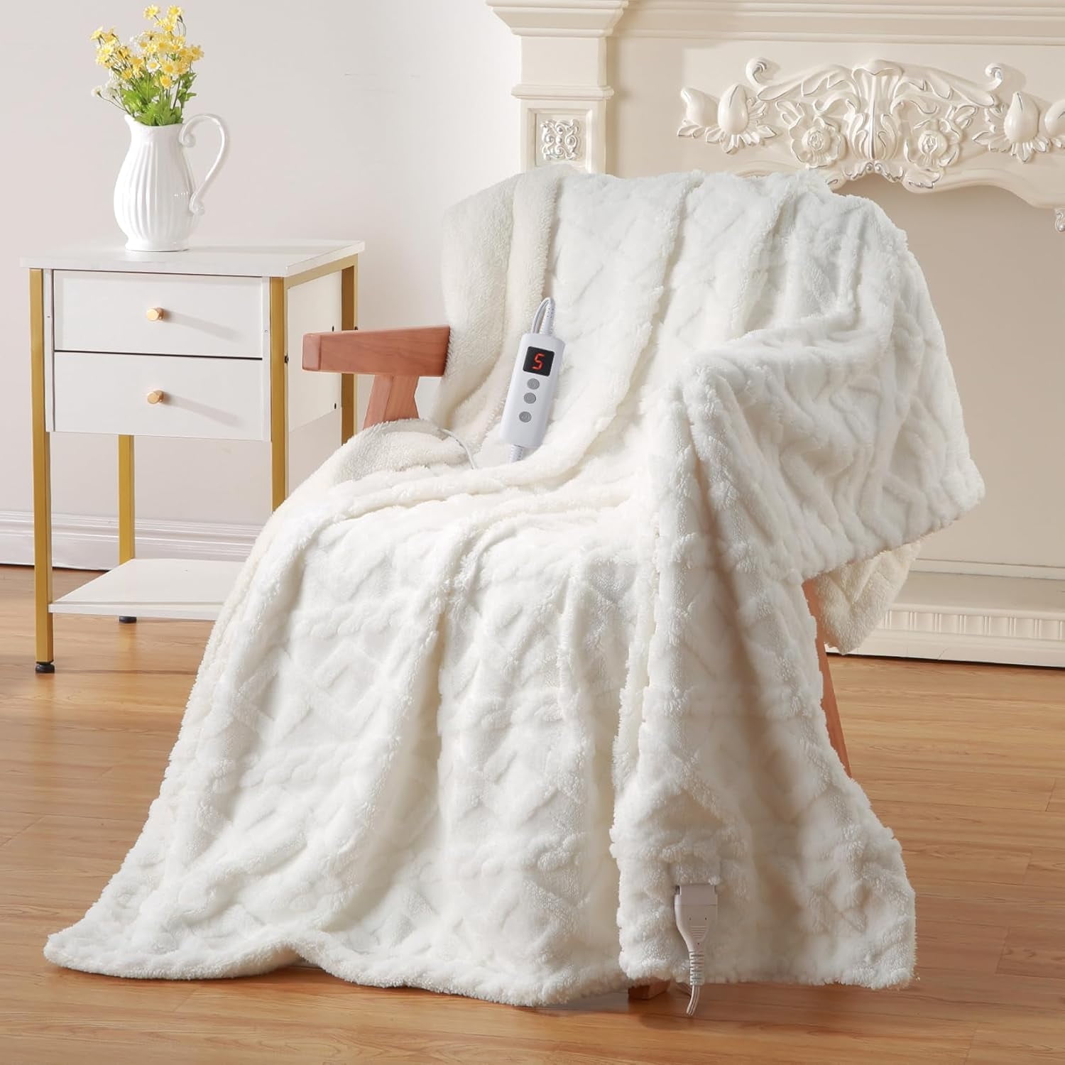 JoanKaren 50"×60" Heated Blanket Electric Throw with10 Heating Levels ...
